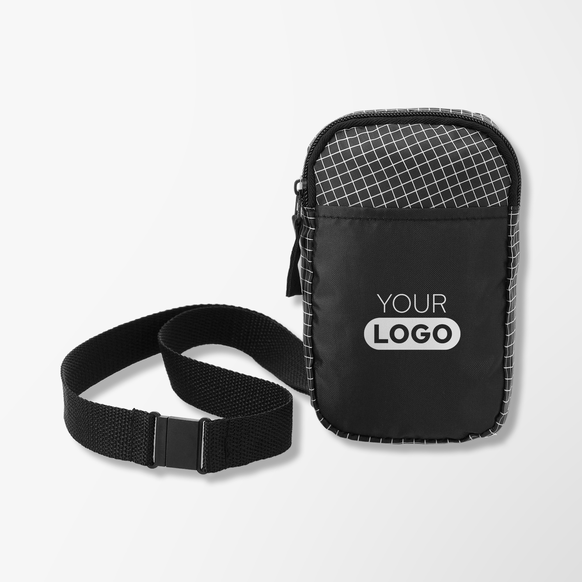Custom Grid Lanyard Phone Pouch | Pens.com