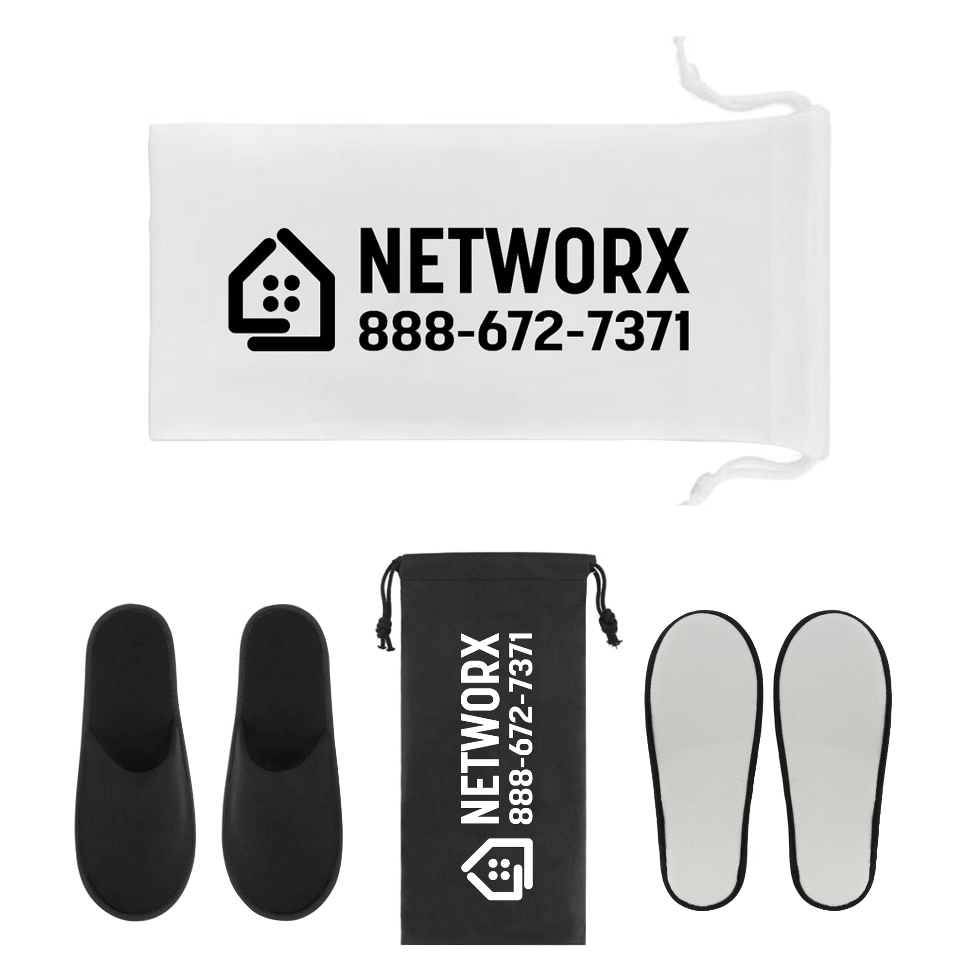 Promotional Flip Flap Pair of slippers in pouch with Logo | Pens.com