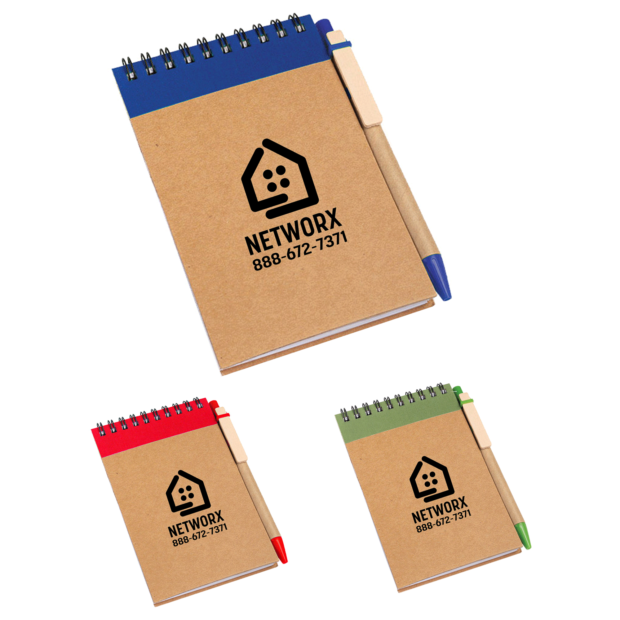Promotional A6 cardboard notebook, with ball pen with Logo | Pens.com