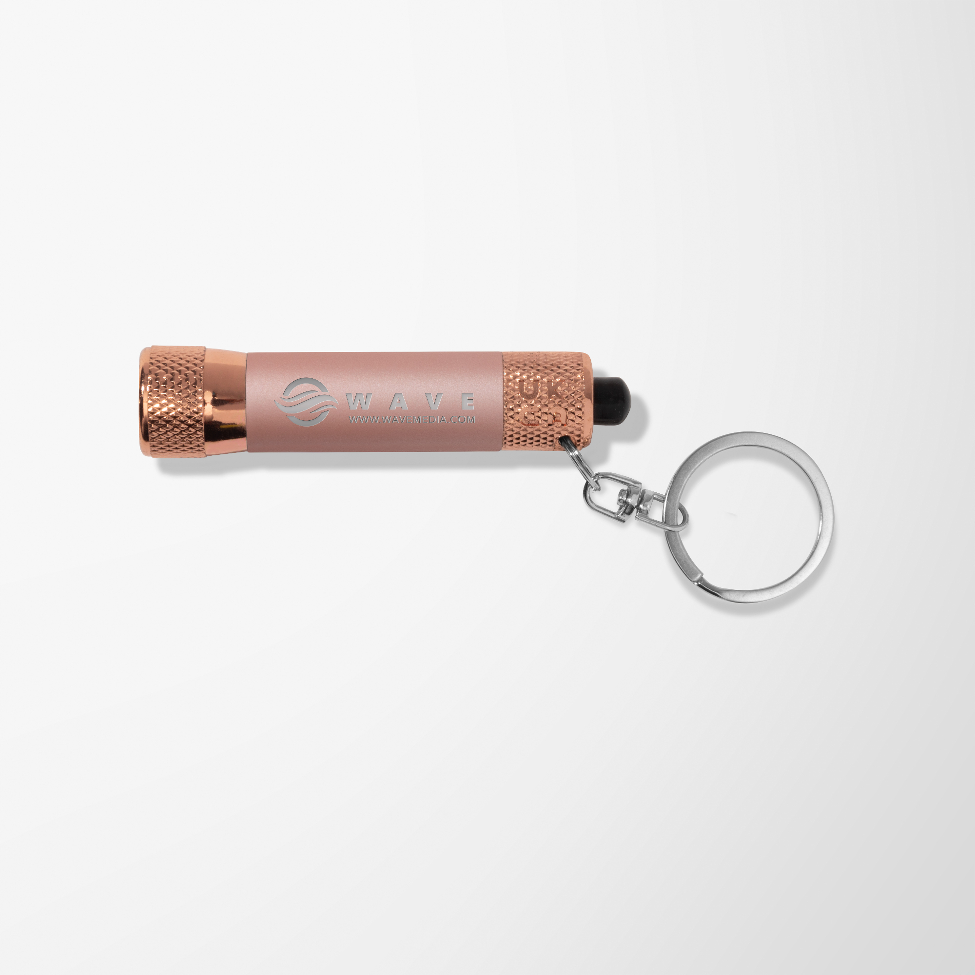 Custom Mineral Soft Touch 3 LED Flashlight Keychain with Rose Gold Trim ...