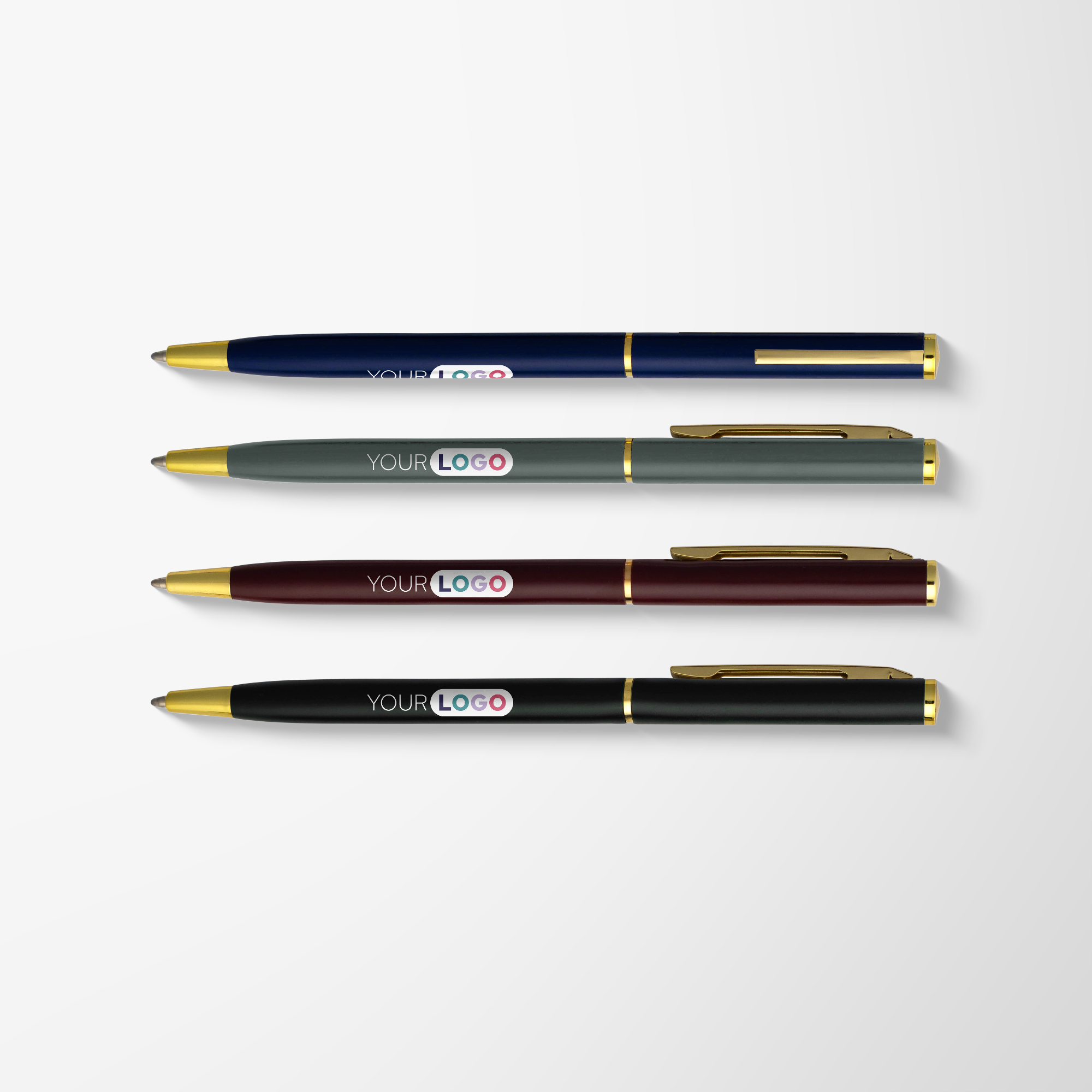 Custom Full Color Logan Slim Pen with Gold Trim | Pens.com