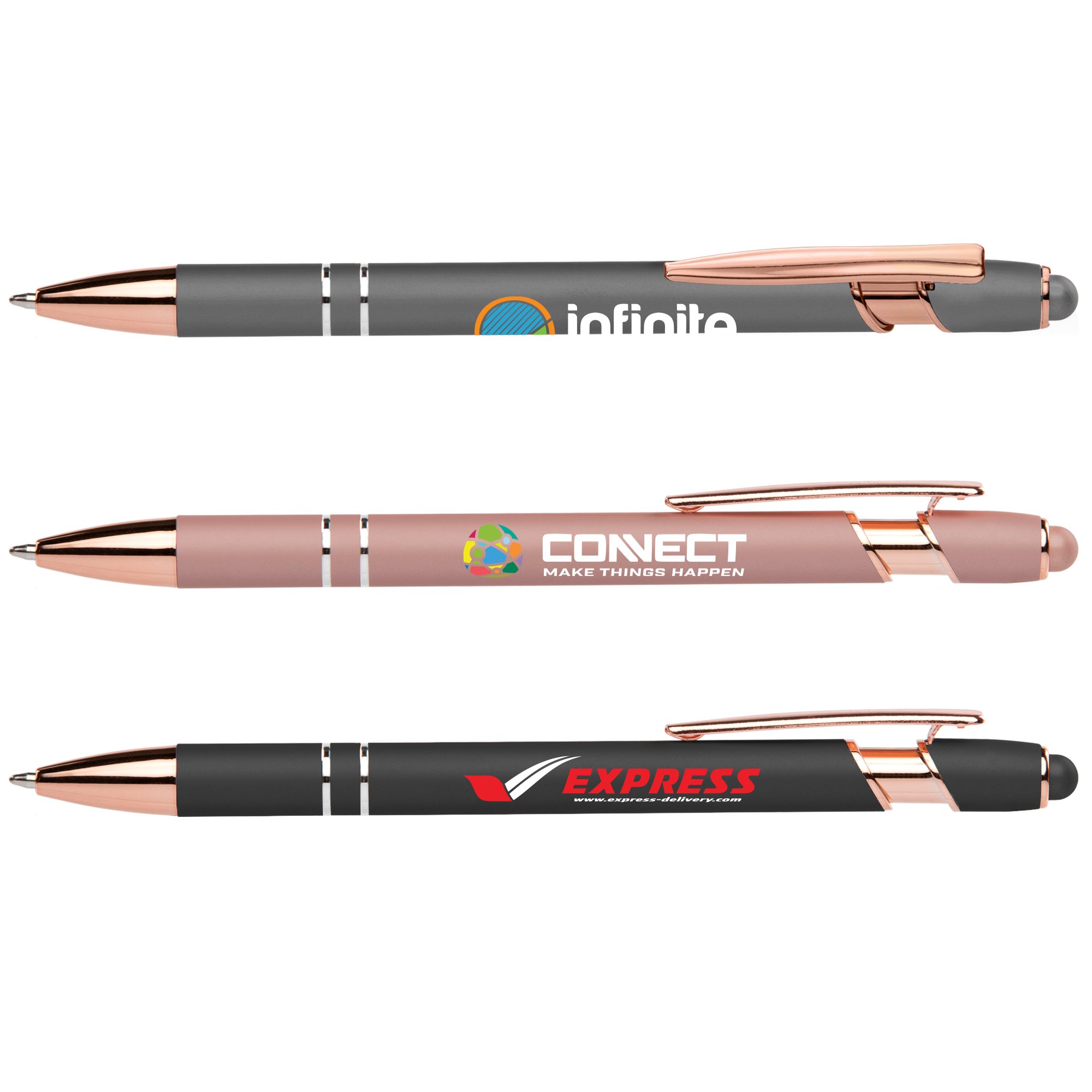 Custom Full Color Mineral Alpha Pen with Rose Gold Trim | Pens.com
