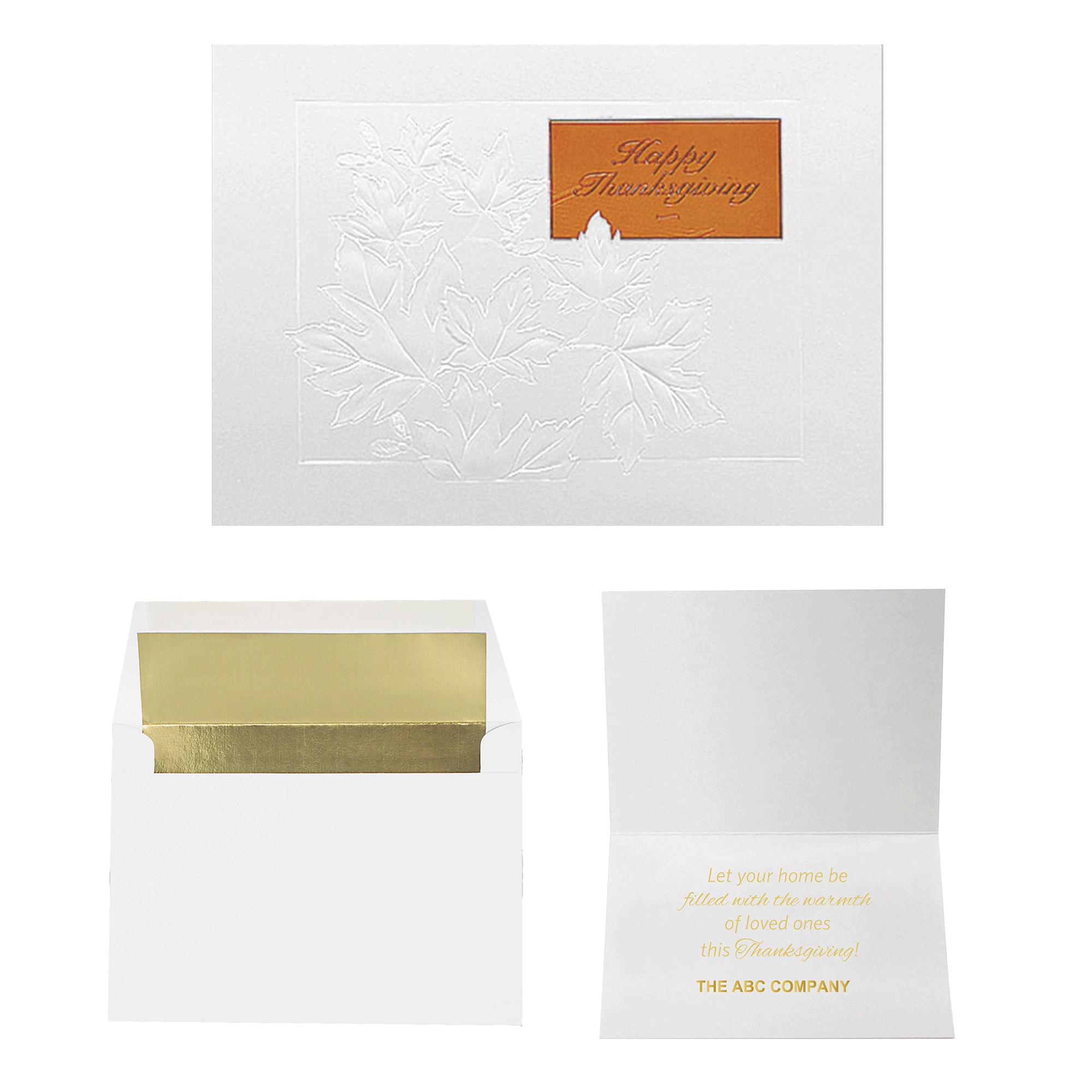 Custom 5''x7'' Embossed Fall Leaves Greeting Card | Pens.com