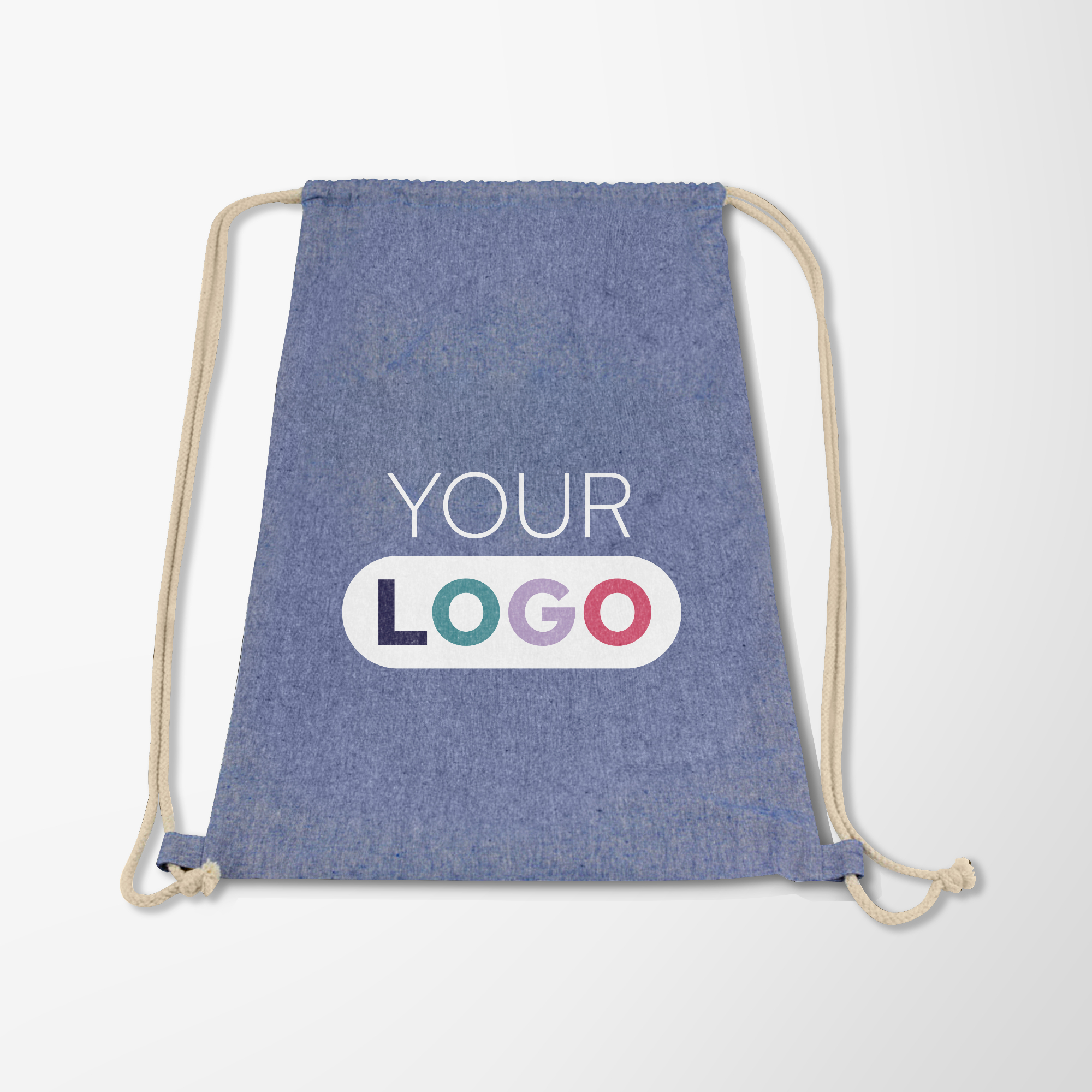 Personalise Full Colour Melange 150 gsm Dyed Cotton Drawstring Bag with ...