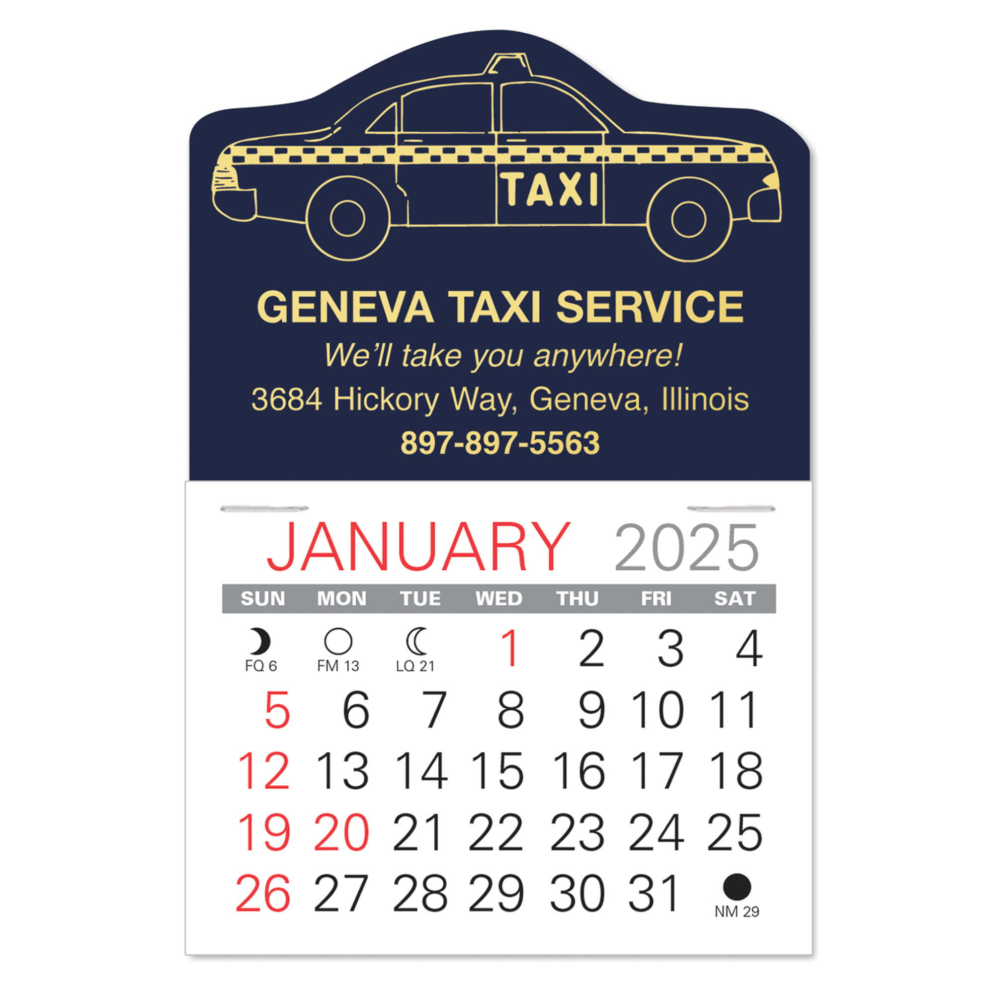 Custom Value Stick Calendar - Taxi | Pens.com