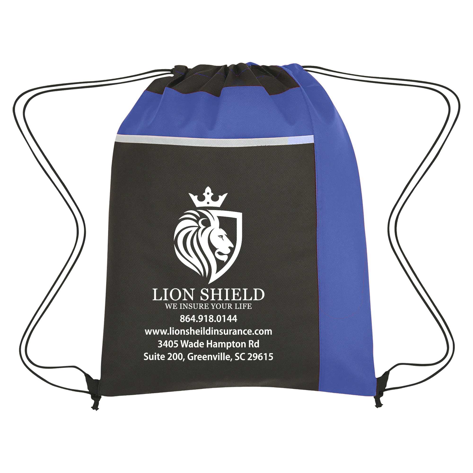 Custom Non-Woven Drawstring Pack With Large Front Pocket | Pens.com