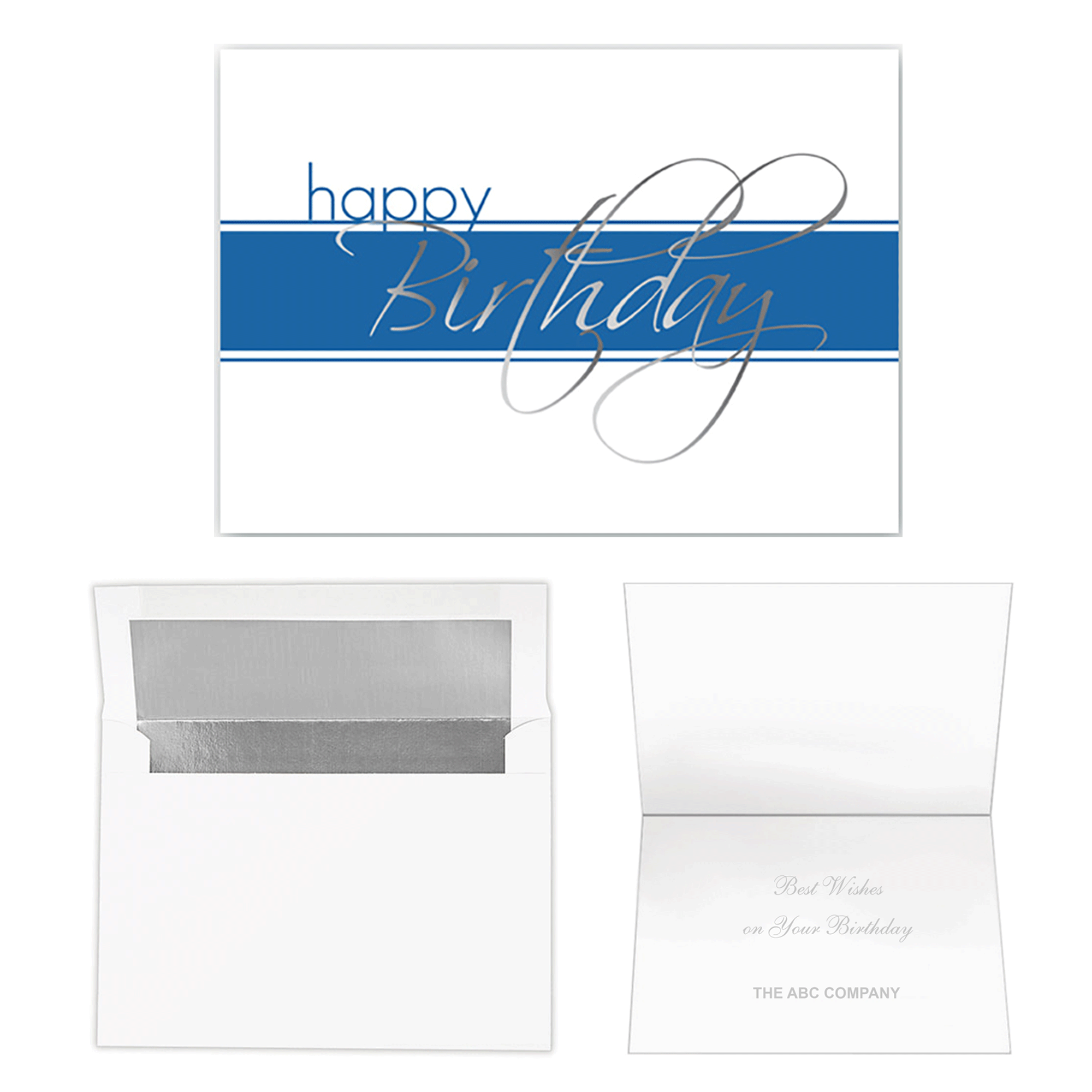 Custom 5''x7'' Silver Script Birthday Card | Pens.com