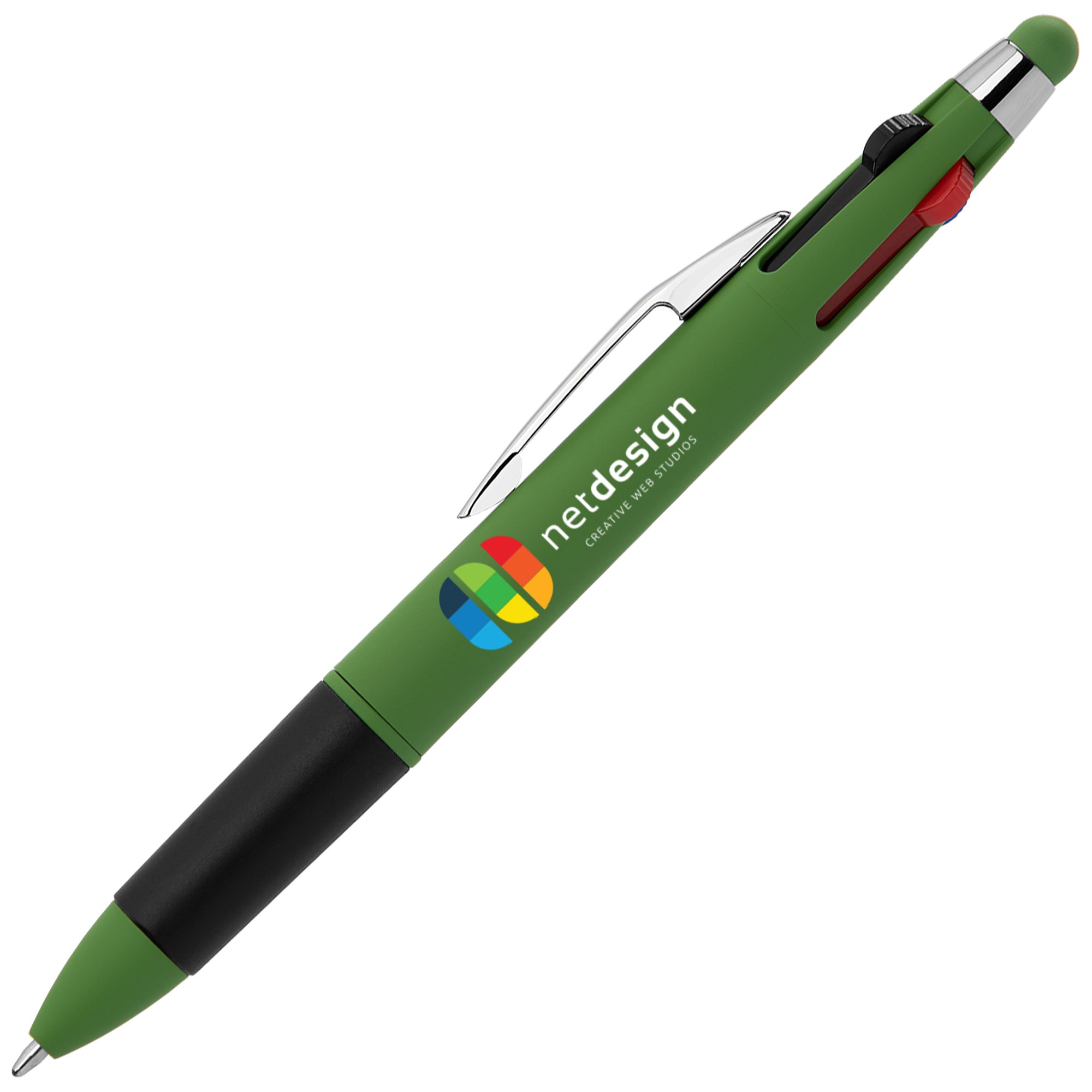 Personalise Full Colour Soft Touch Lucina 4-Ink Stylus Pen with Text ...