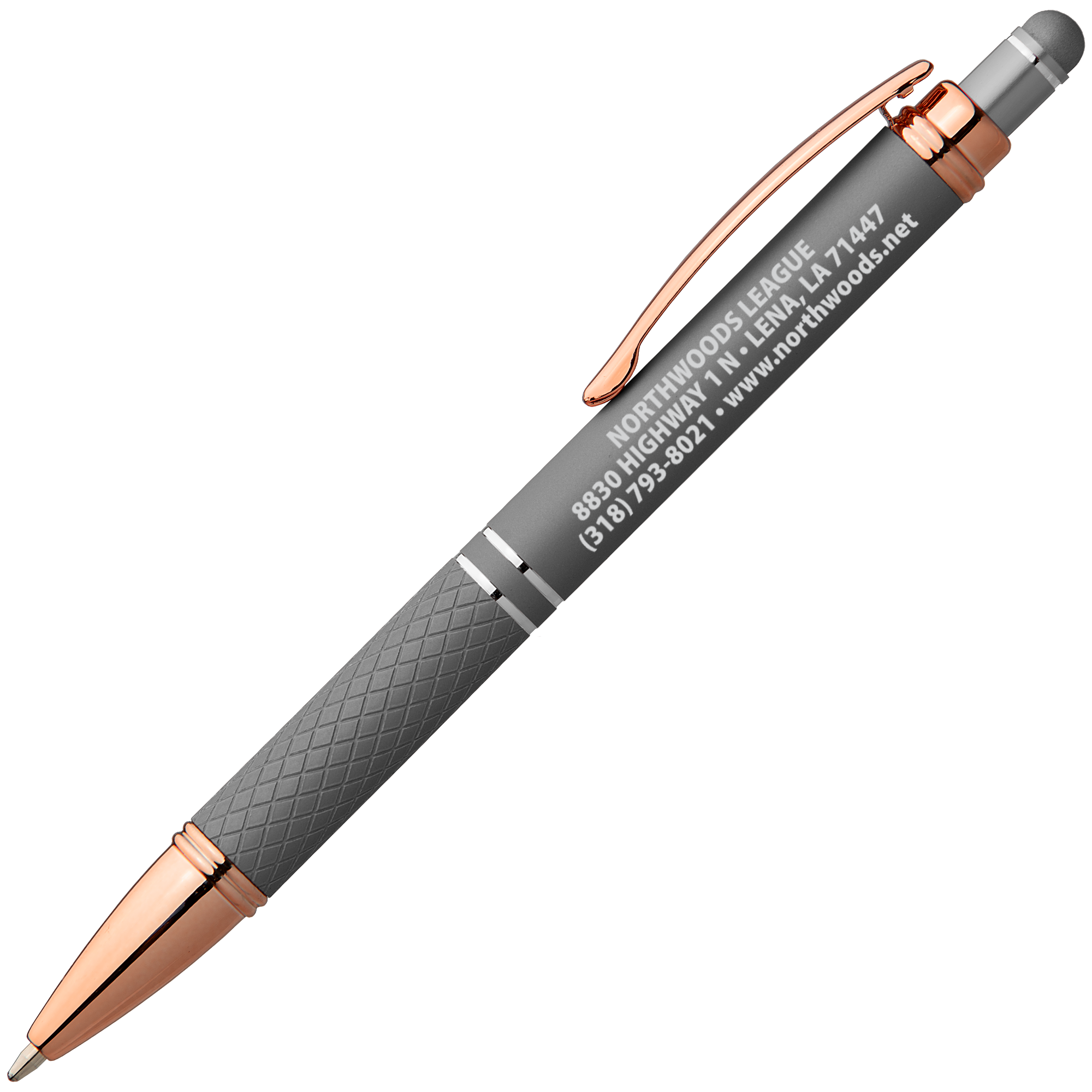 Custom Engraved Mineral Diamond Gel Pen with Rose Gold Trim | Pens.com