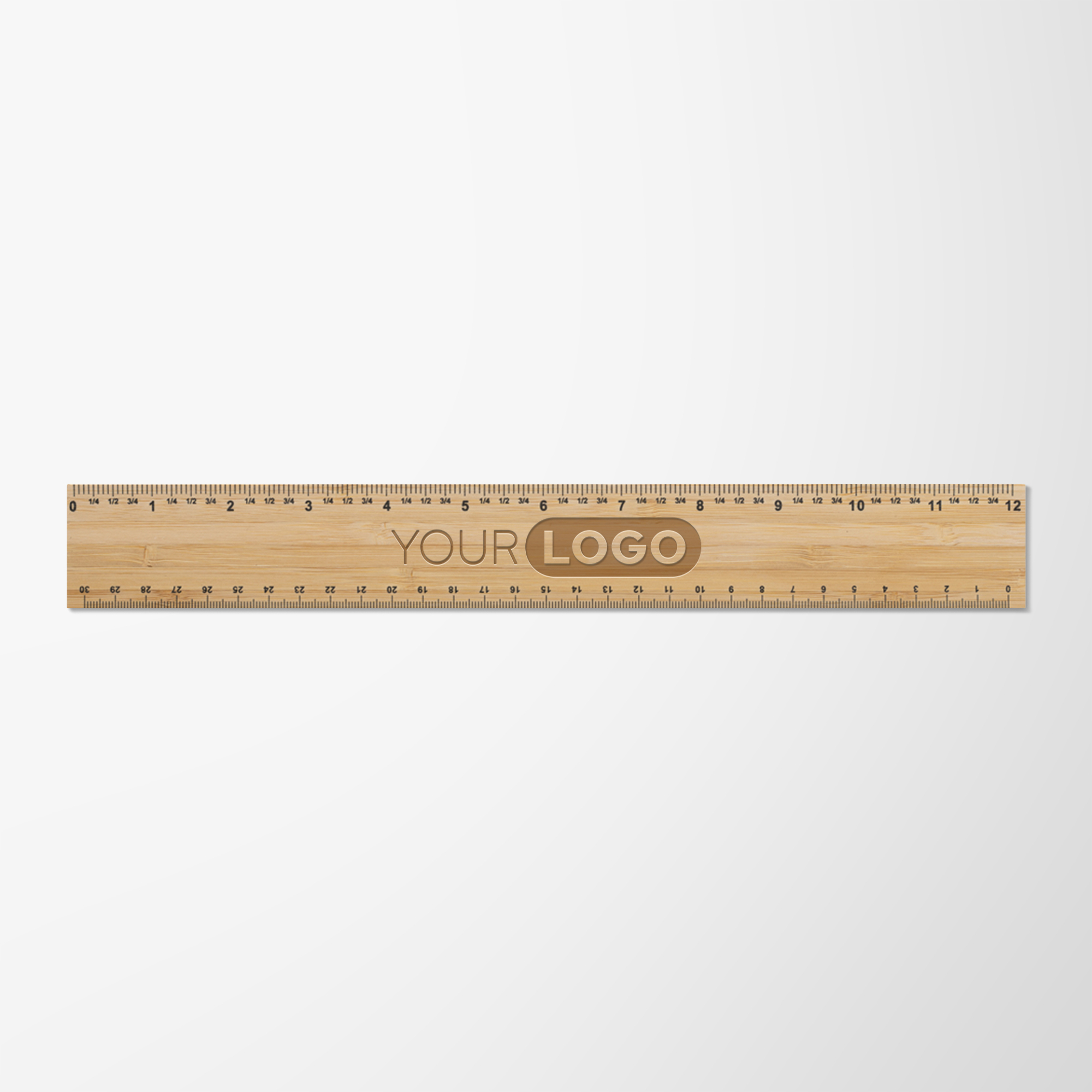 Timberson 30 cm-linjal i bambu med gravyr med logo | Pens.com