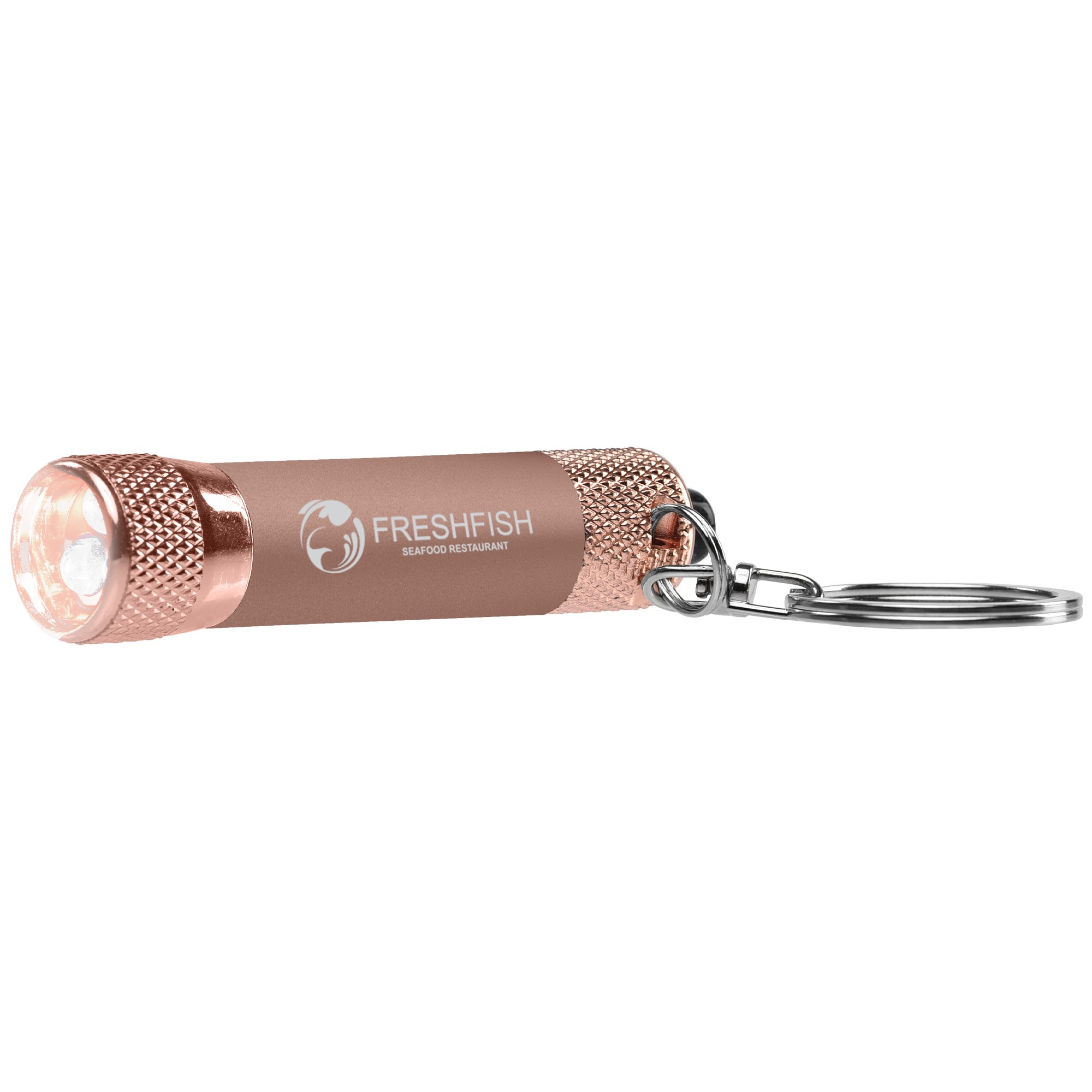 Custom Mineral Soft Touch 3 LED Flashlight Keychain with Rose Gold Trim ...