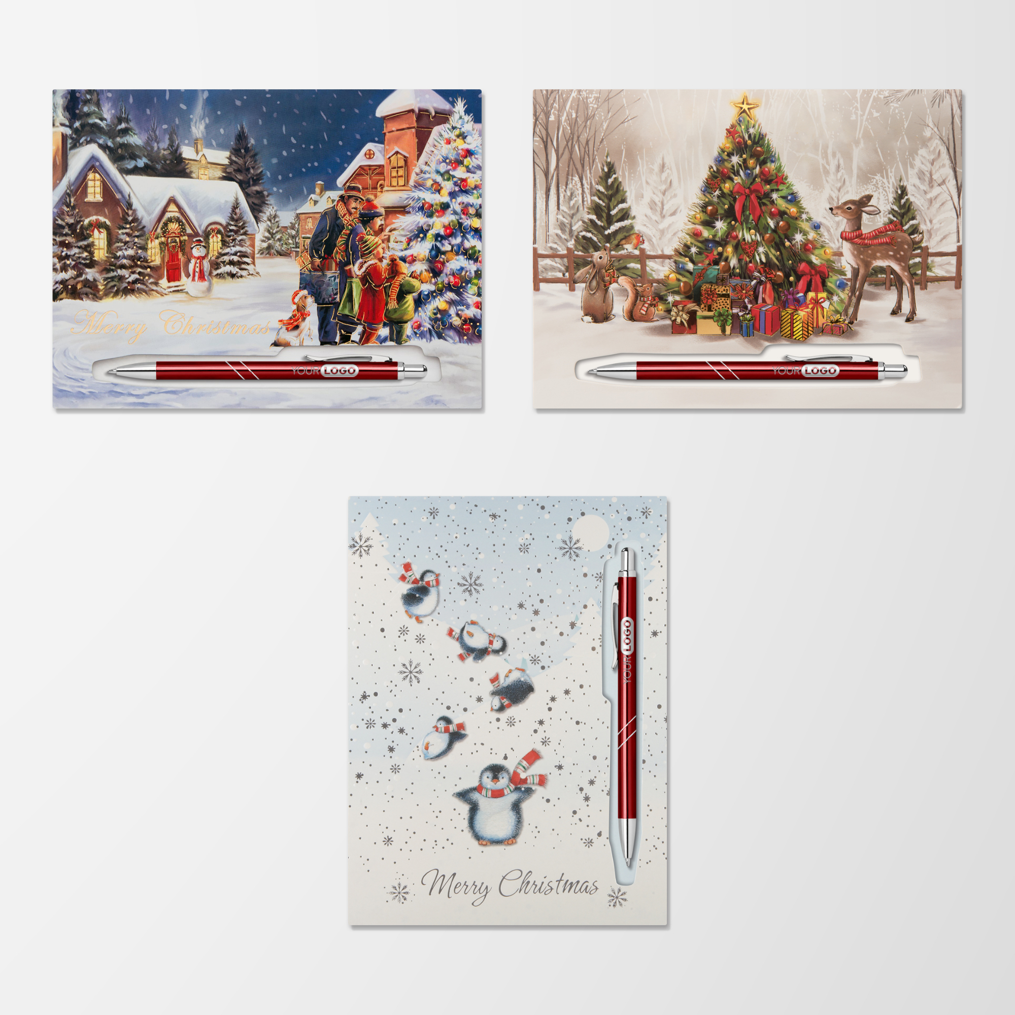 Promotional Whimsical Christmas Card with Pen with Logo | Pens.com