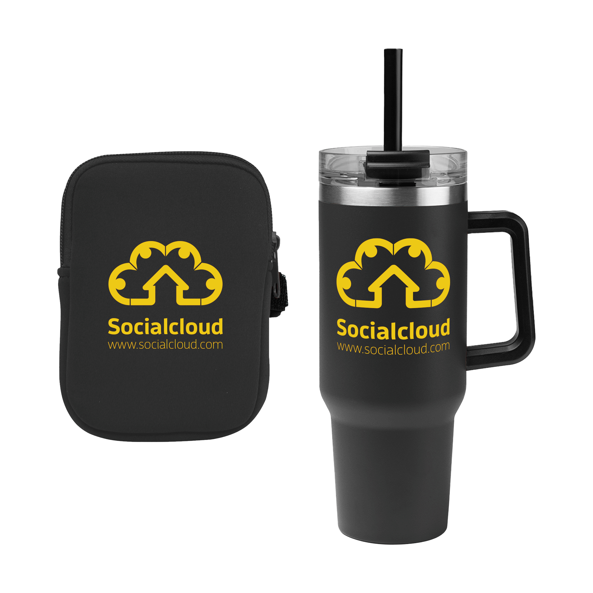Custom 40 oz. Intrepid Travel Mug & Pouch Set | Pens.com
