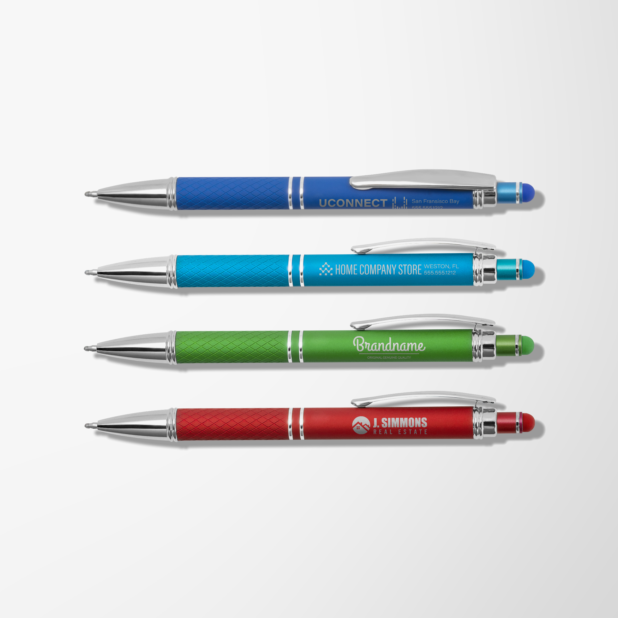 Personalise Bright Soft Touch Diamond Stylus Gel Pen with Text | Pens.com