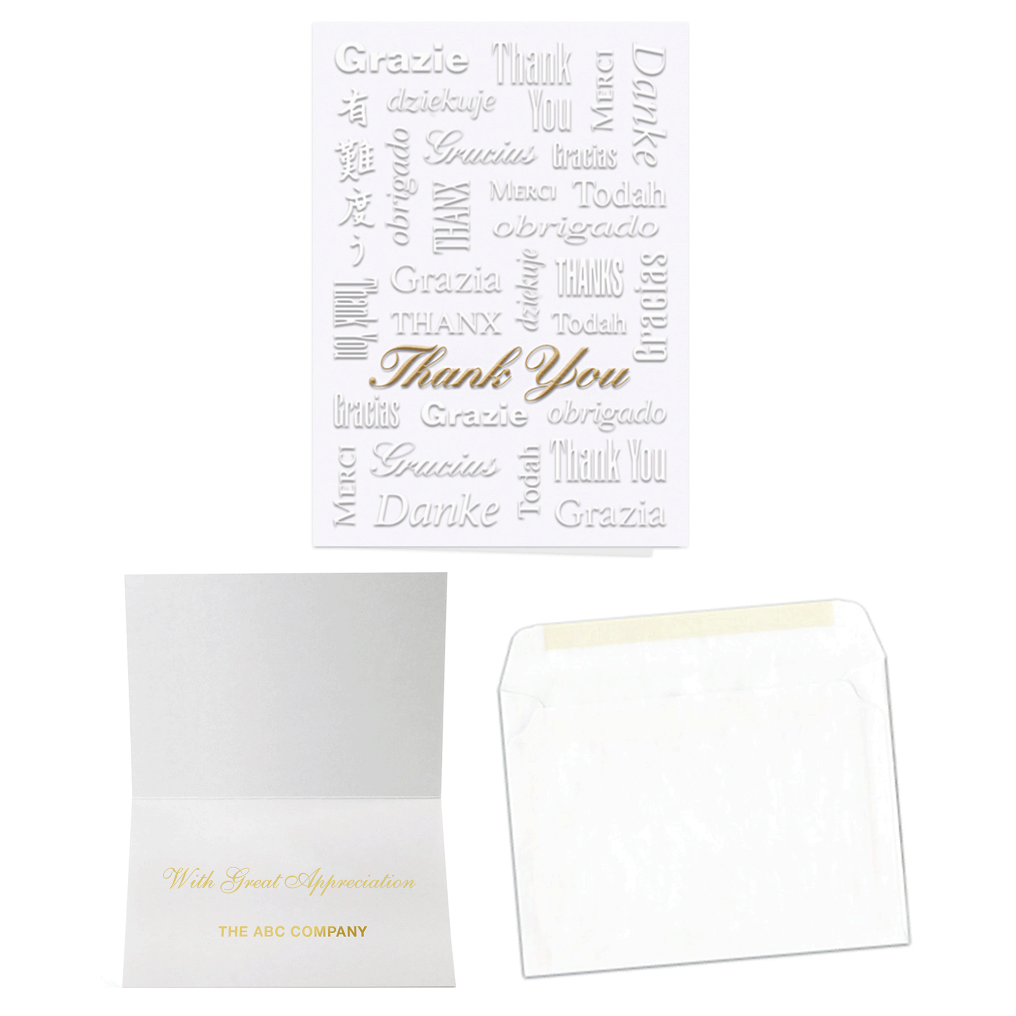 Custom 5''x7'' Multilingual Thank You Greeting Card | Pens.com