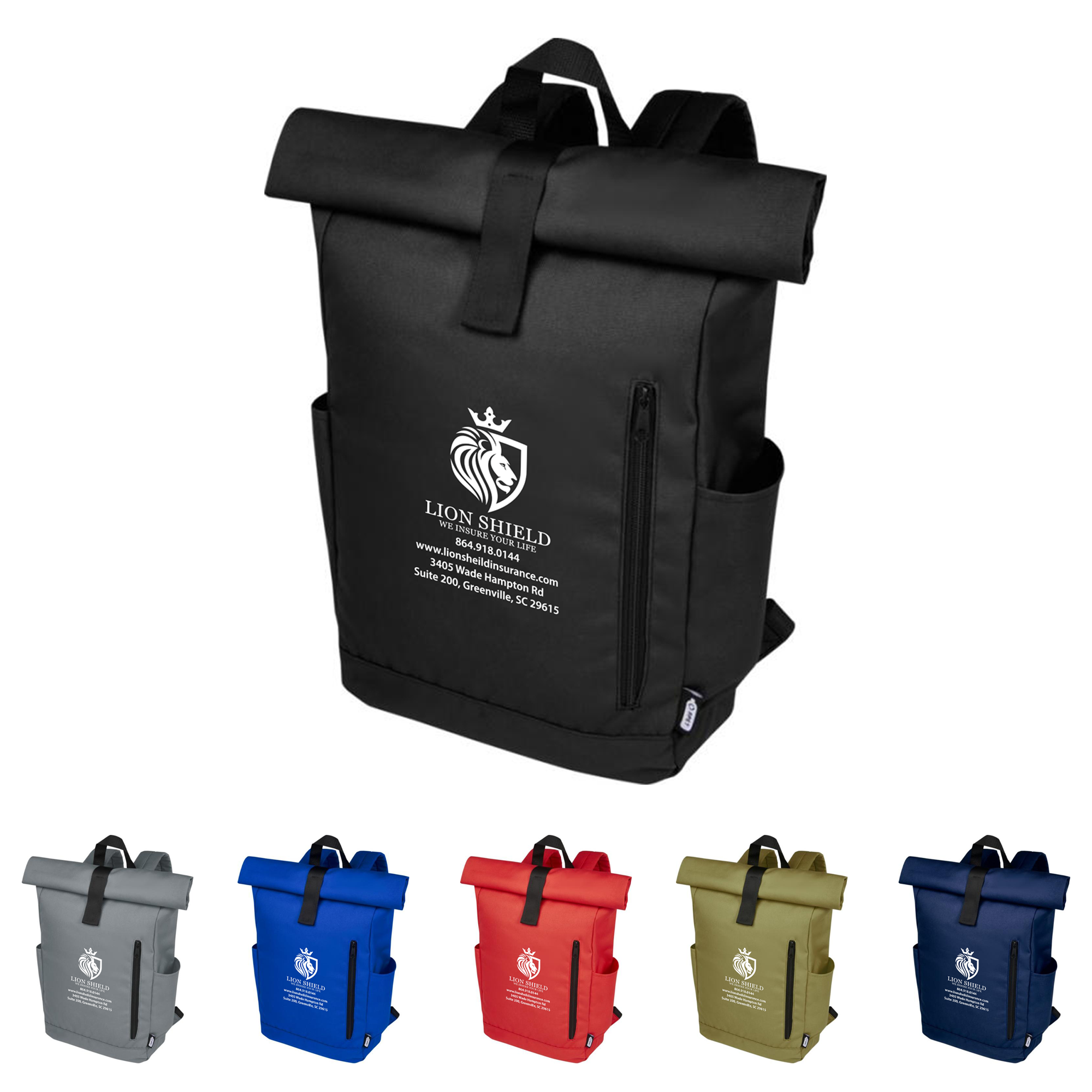 Promotional Byron RPET Roll-Top Backpack with Logo | Pens.com