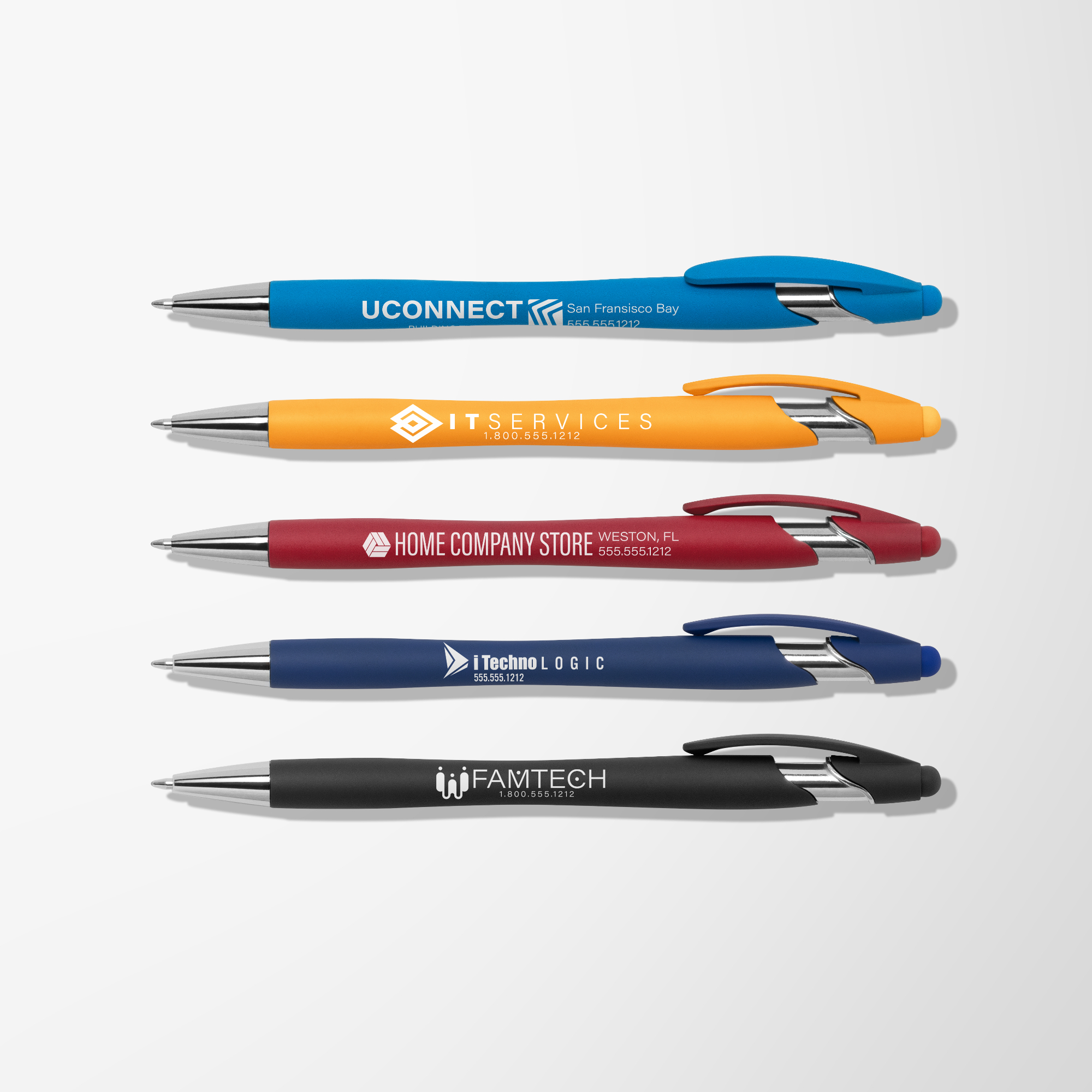 Custom Bright Soft Touch Vortex Stylus Pen | Pens.com CA