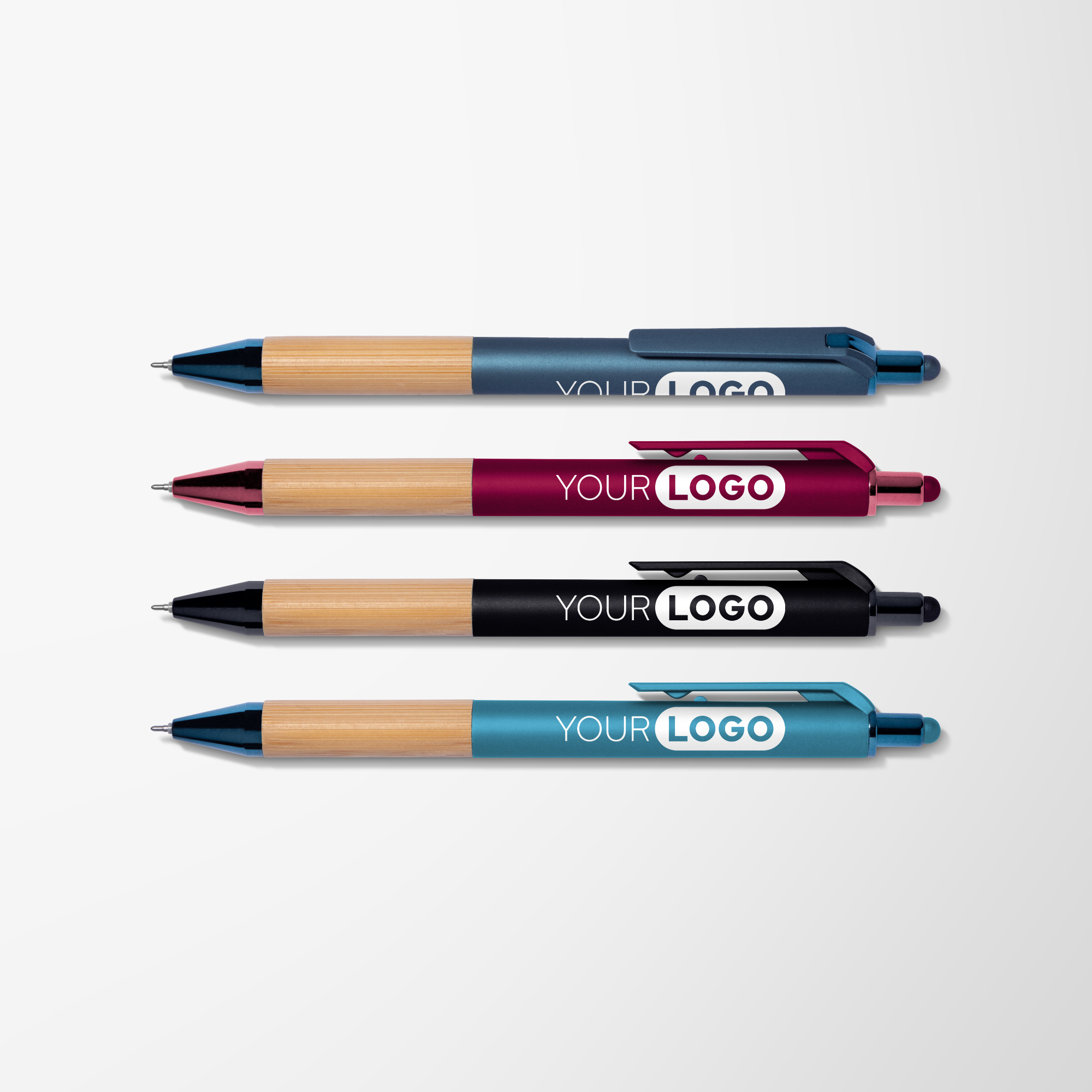 Bolígrafo con puntero Miles con zona de agarre de bambú y acabado de tacto suave - Regalo ...