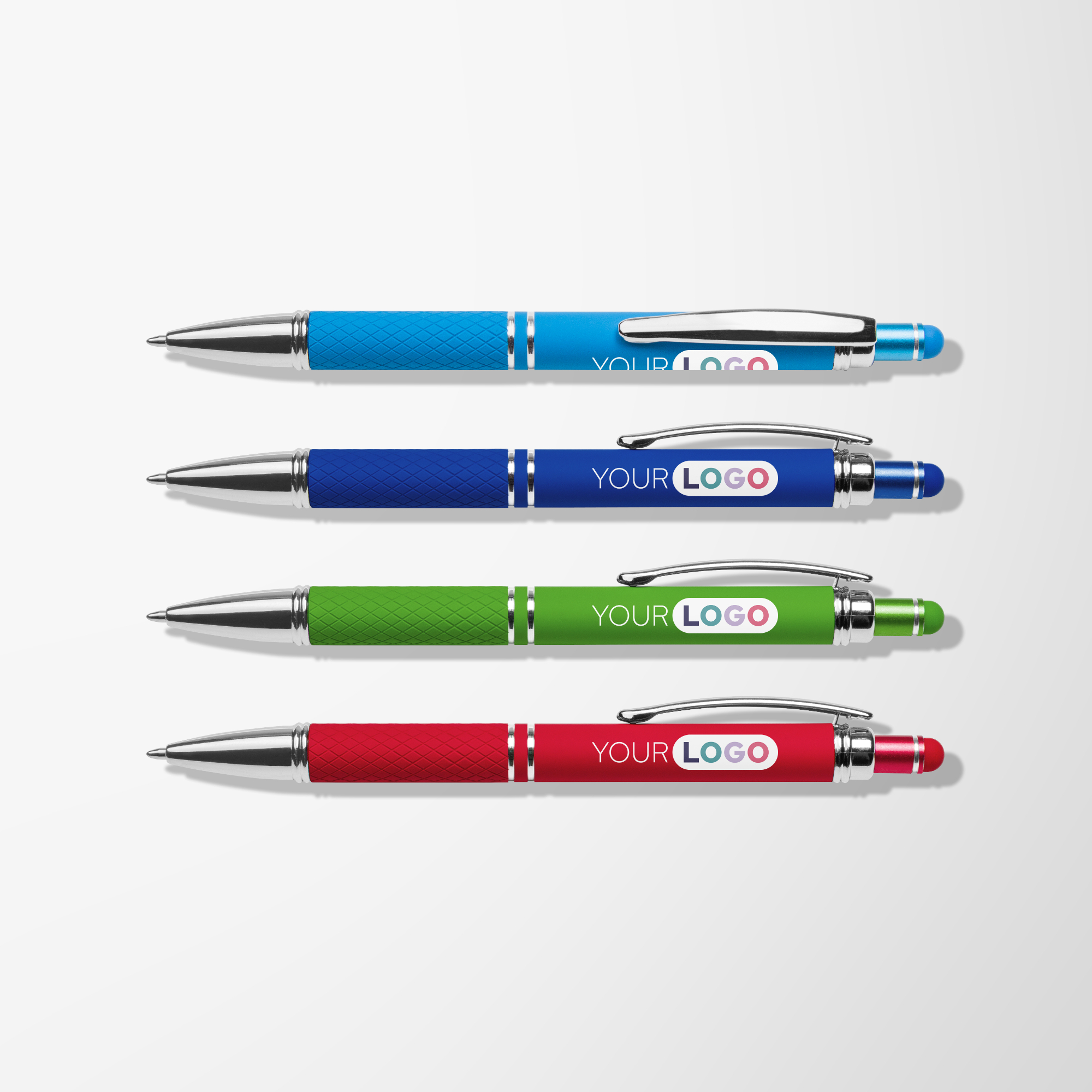 Diamond Stylus-Kugelschreiber mit heller Soft-Touch-Hülse und ...