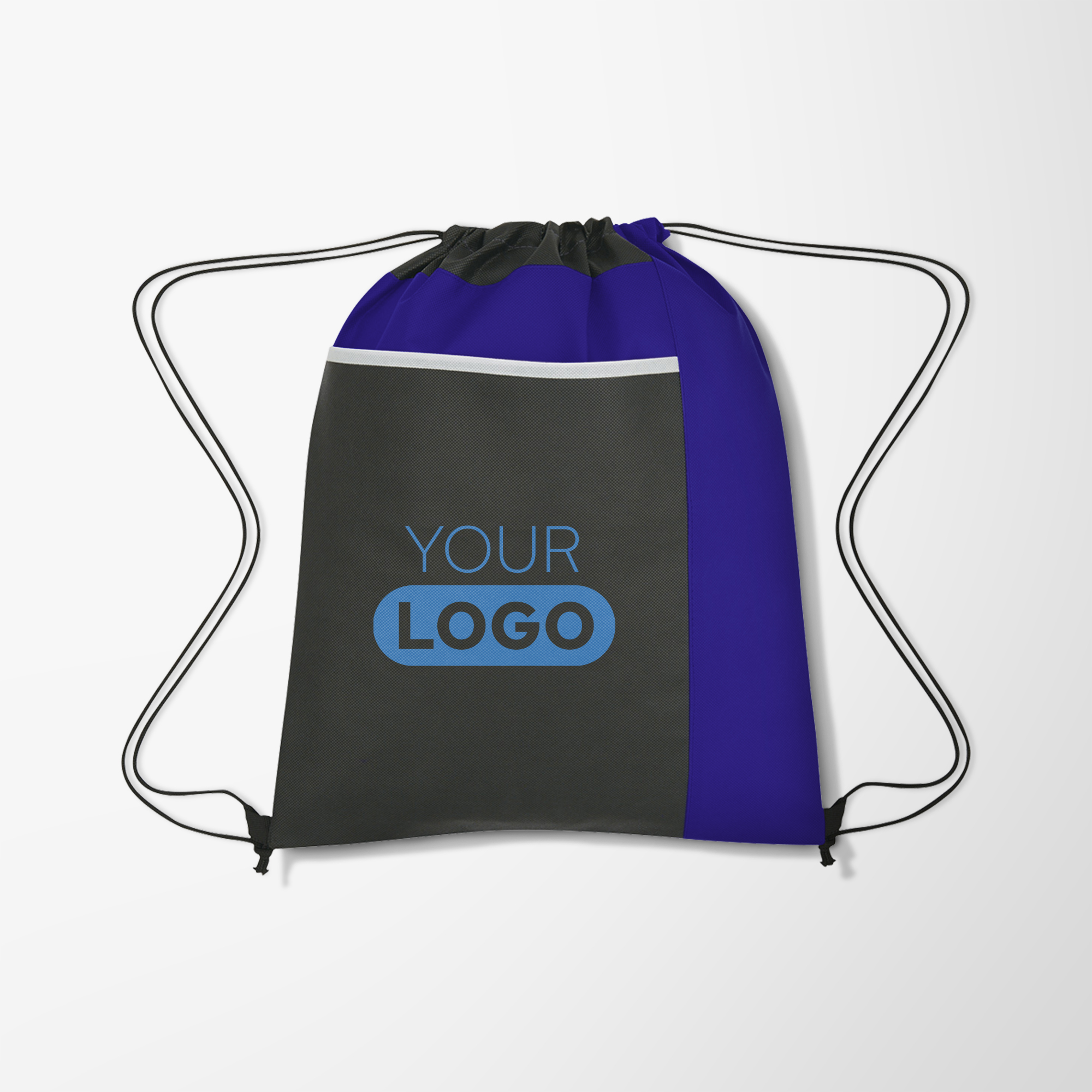 Custom Non-Woven Drawstring Pack With Large Front Pocket | Pens.com