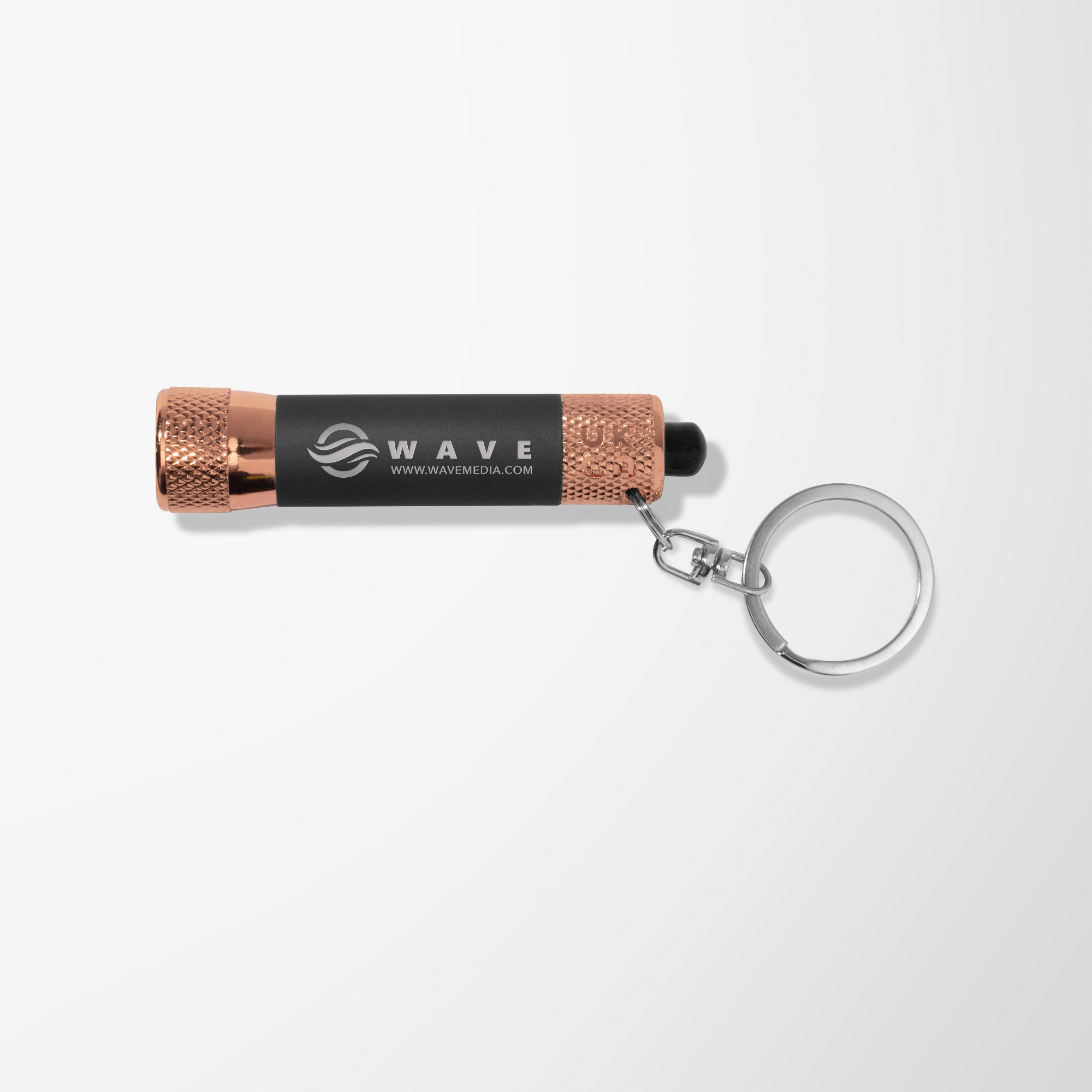 Custom Mineral Soft Touch 3 LED Flashlight Keychain with Rose Gold Trim ...