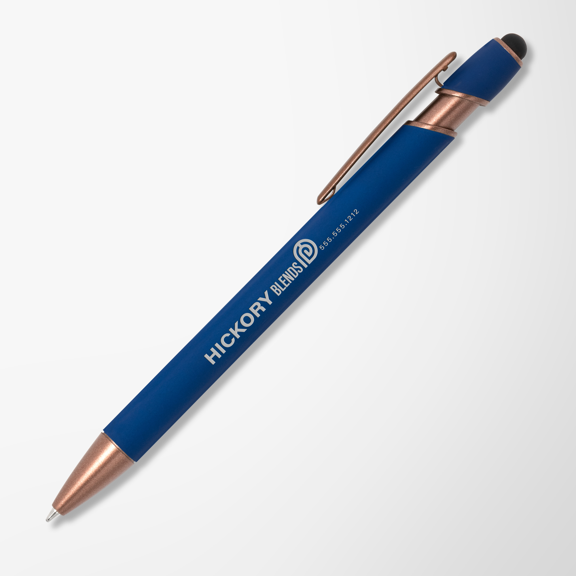 Custom Alpha Soft Touch Stylus Pen with Bronze Trim | Pens.com
