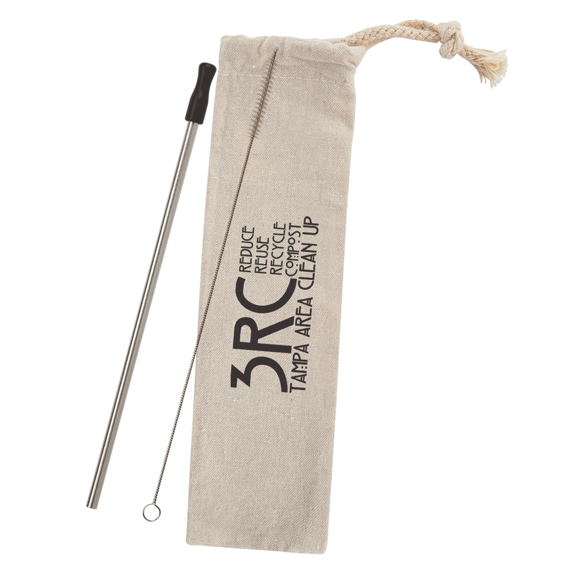 Custom Stainless Straw Kit with Cotton Pouch | Pens.com
