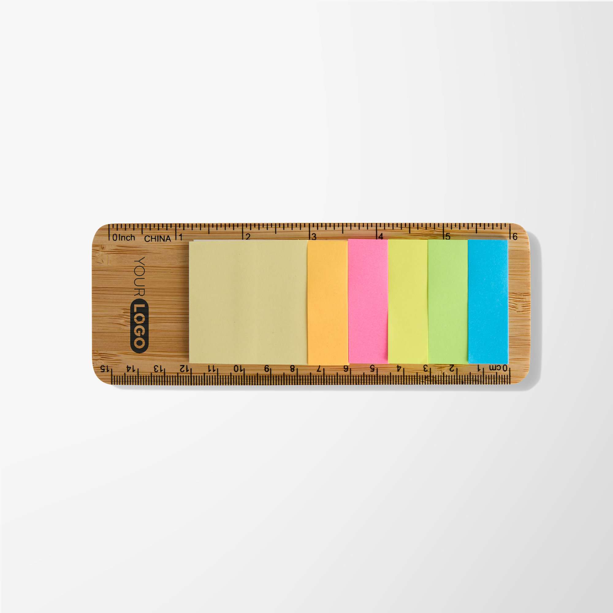 Custom 5"x 7" Bamboo Ruler & Sticky Notes | Pens.com
