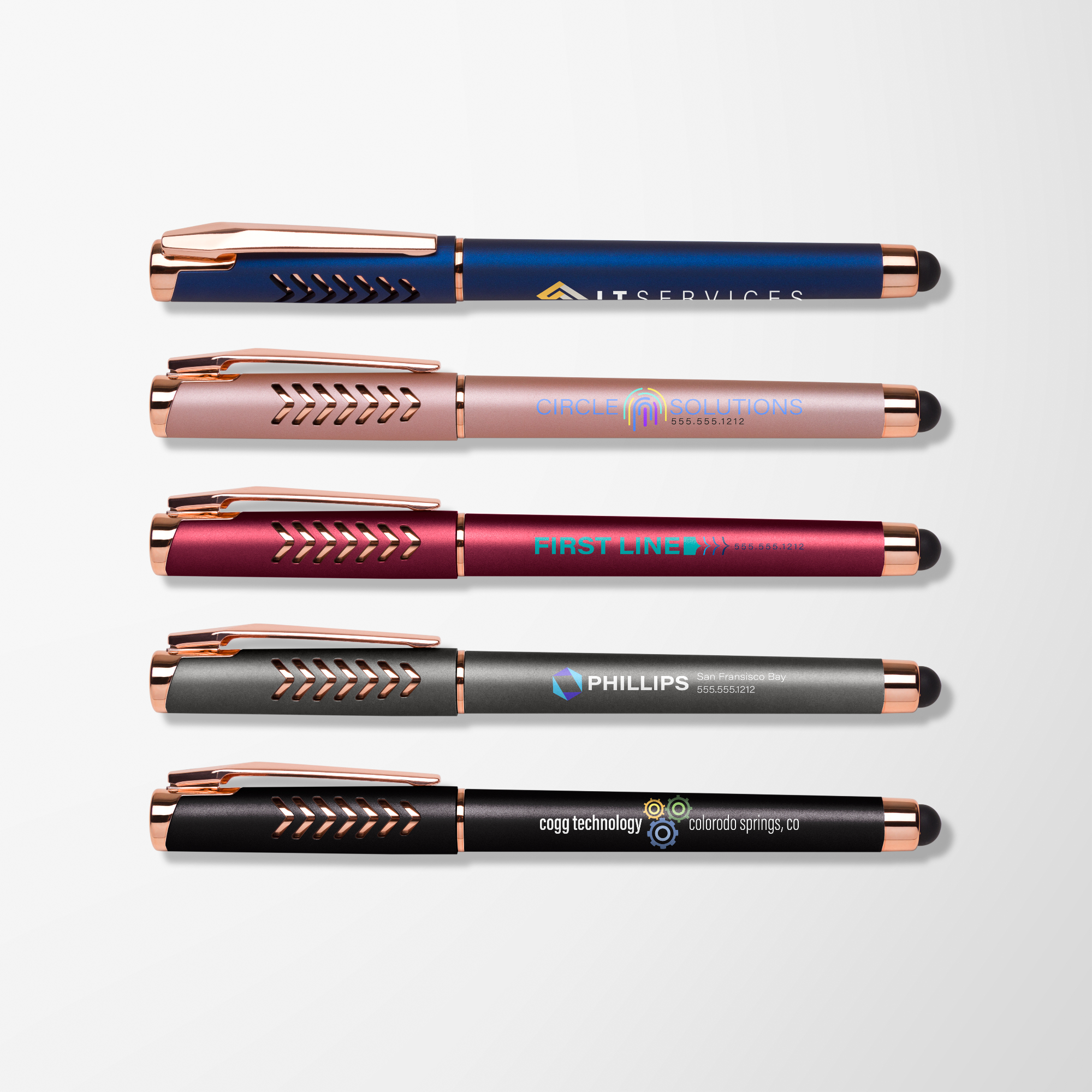 Custom Full Colour Hughes Stylus Pen with Chevron Cap | Pens.com CA