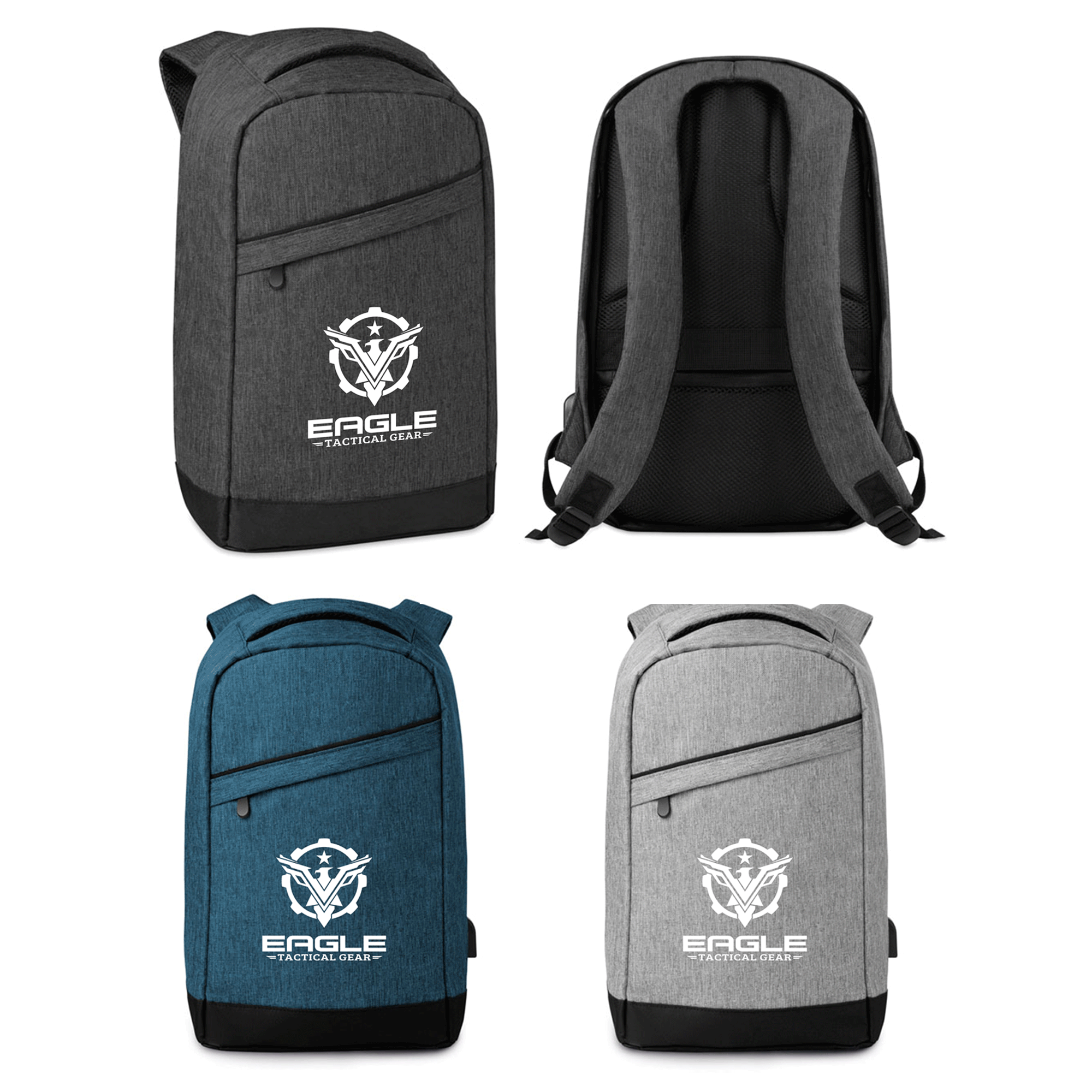 Promotional Berlin Two-Tone Backpack with USB Plug with Logo | Pens.com