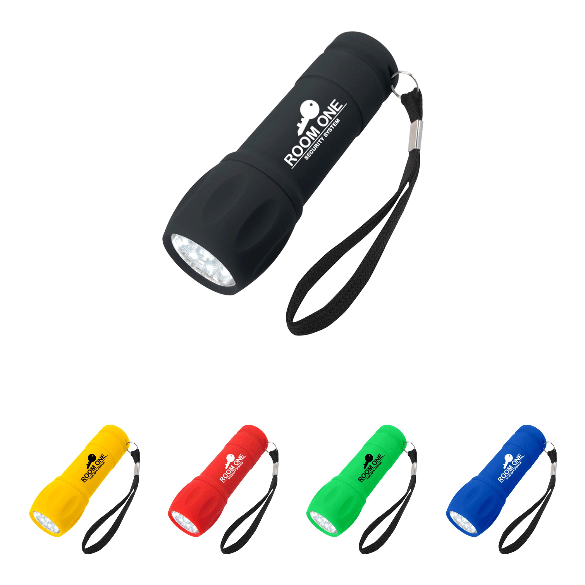 Custom Rubberized Torch Light with Strap | Pens.com