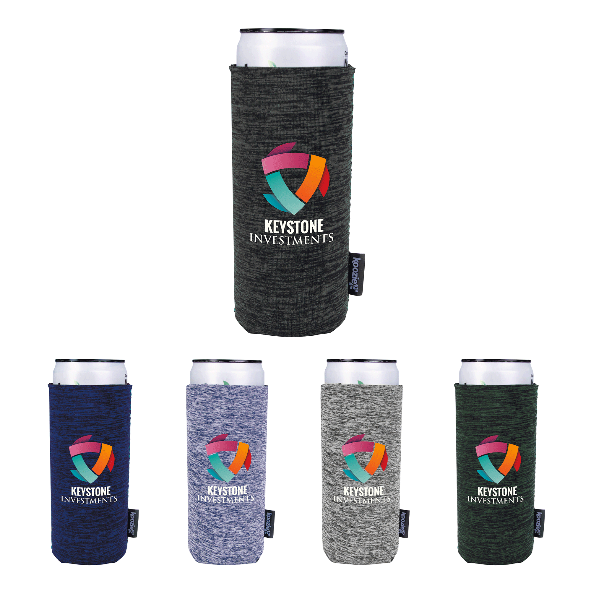 Custom Full Color Koozie® Heather Collapsible Slim Can Cooler | Pens.com