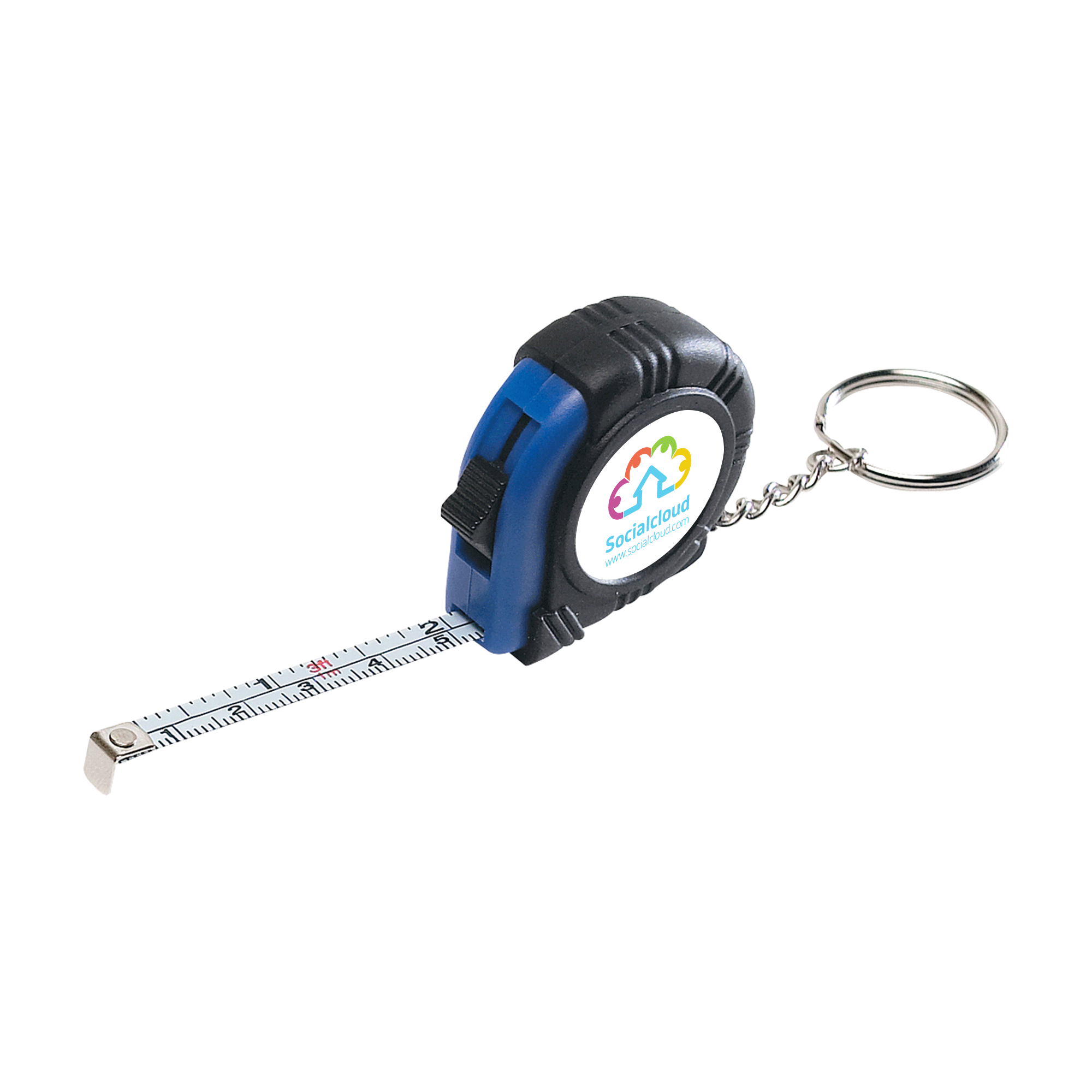 Custom Rubber Tape Measure Key Tag with Laminated Label | Pens.com
