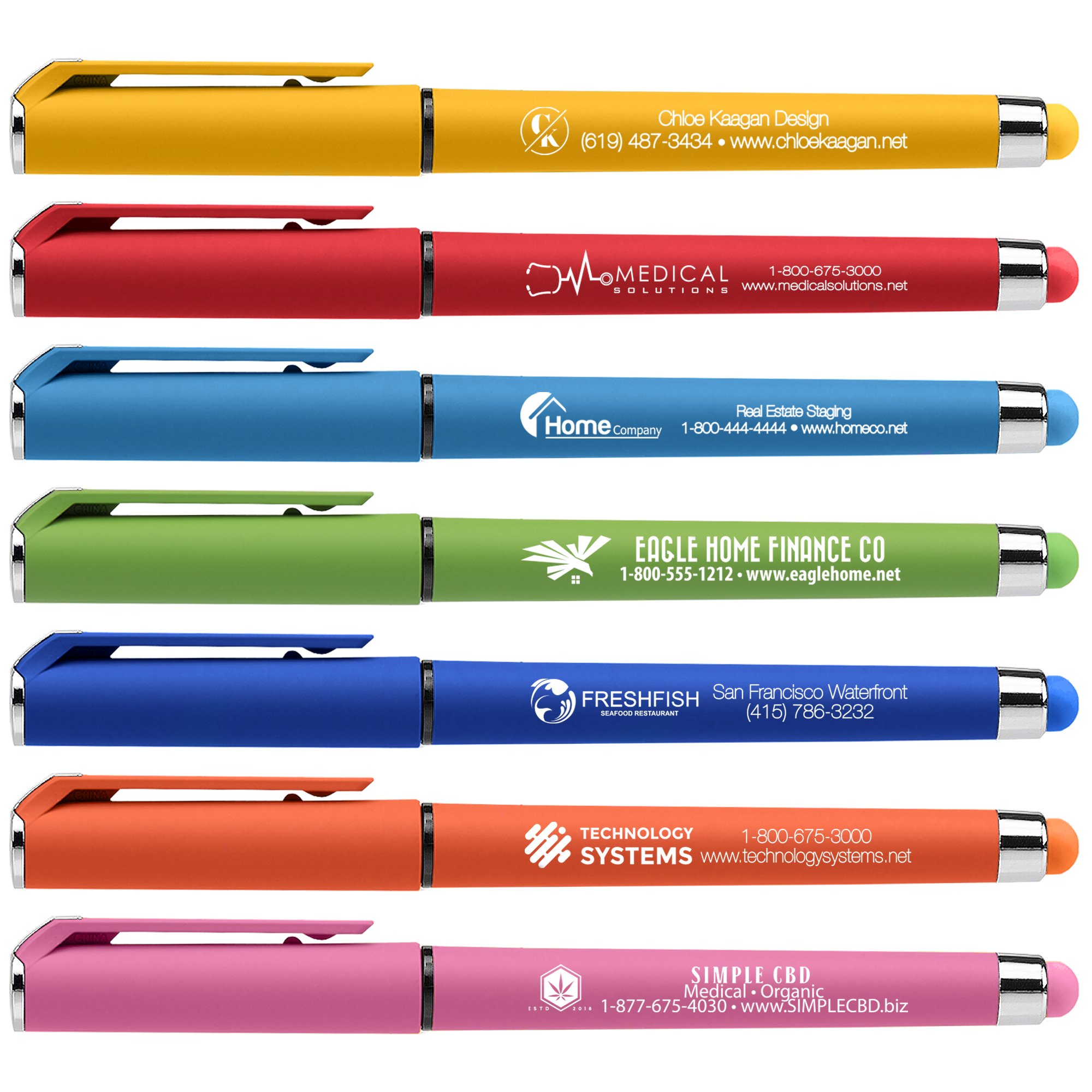Custom Bright Soft Touch Hughes Gel Stylus Pen | Pens.com