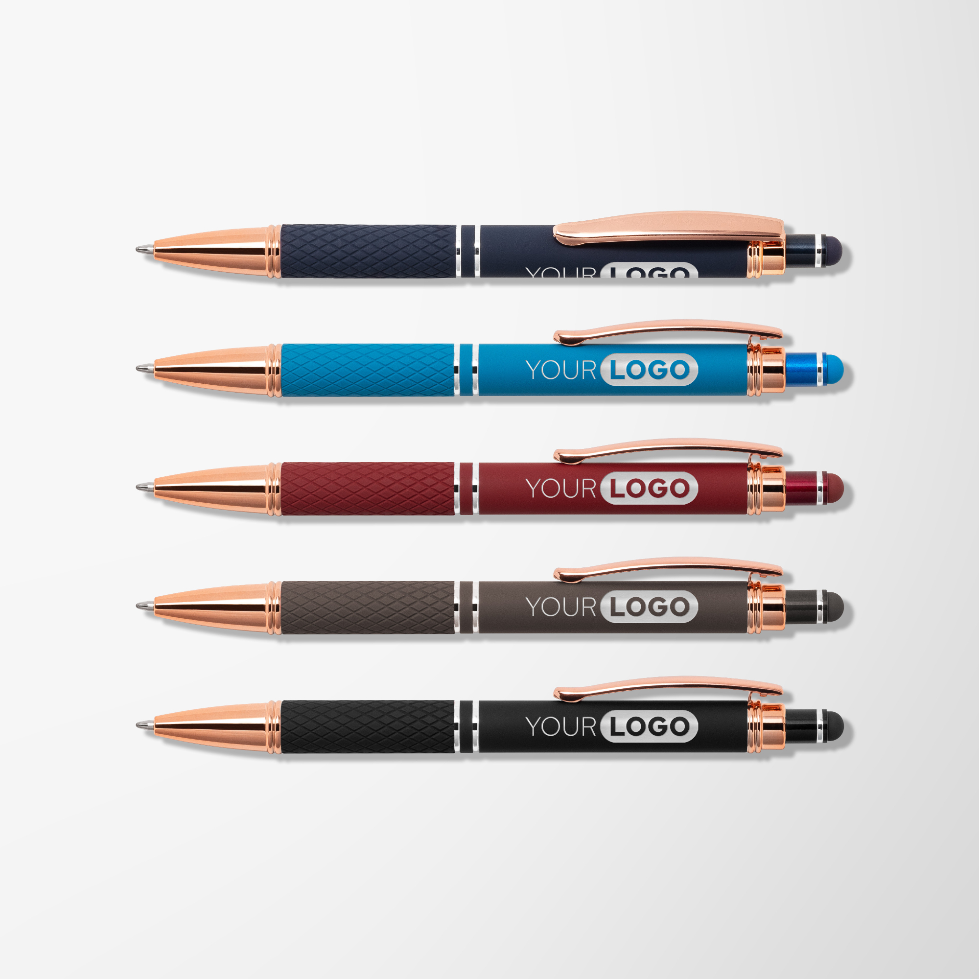 Stylo-stylet anniversaire Diamond avec bordure or rose Publicitaire ...