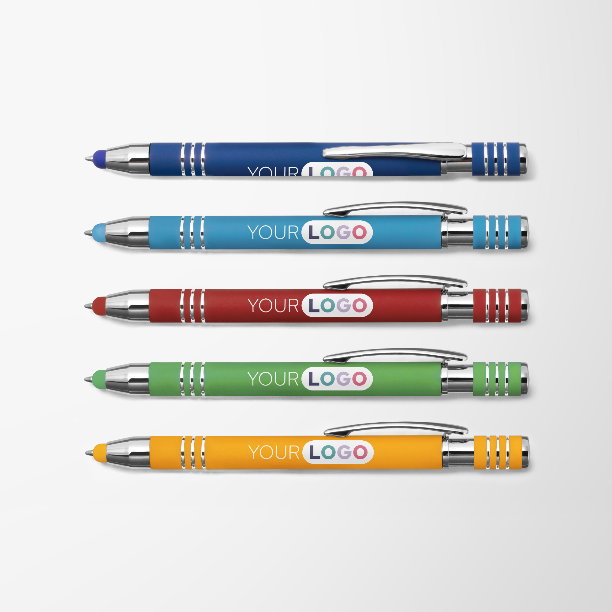 Stylo Maya Soft touch en métal avec stylus et logo en couleur ...