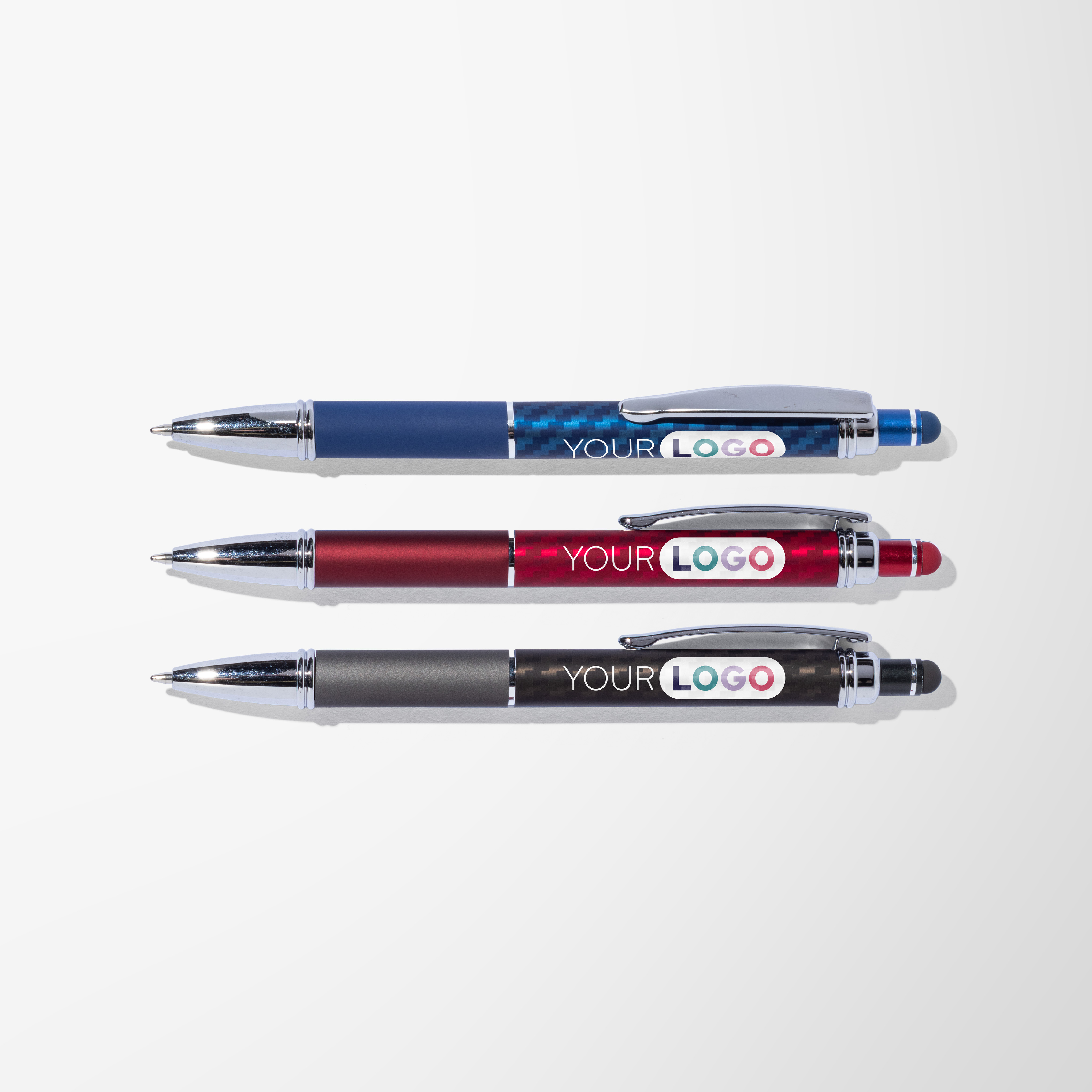 Custom Full Color Carbon Fiber Soft Touch Diamond Stylus Pen | Pens.com