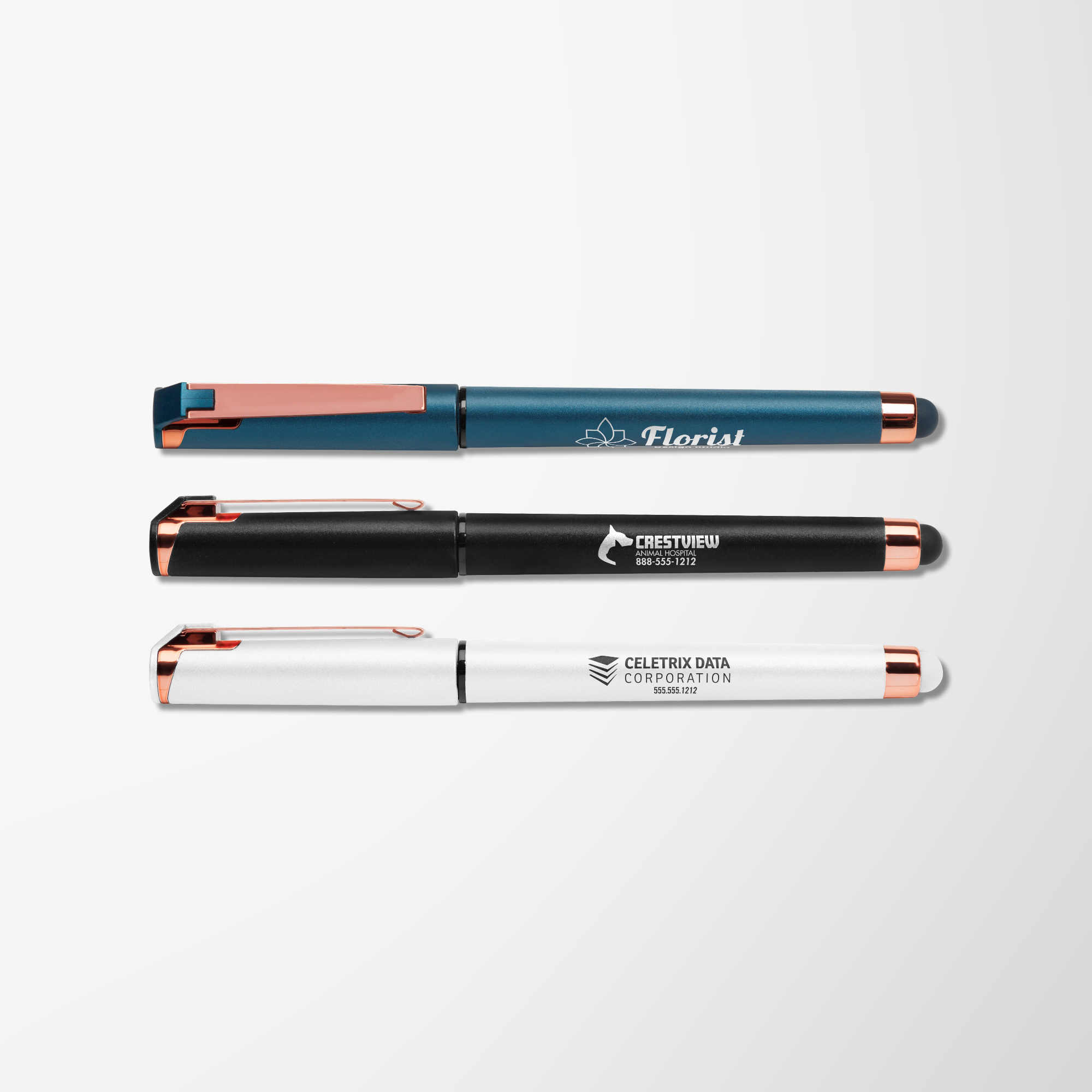 Personalise Pearlised Hughes Gel Pen with Rose Gold Trim with Text ...