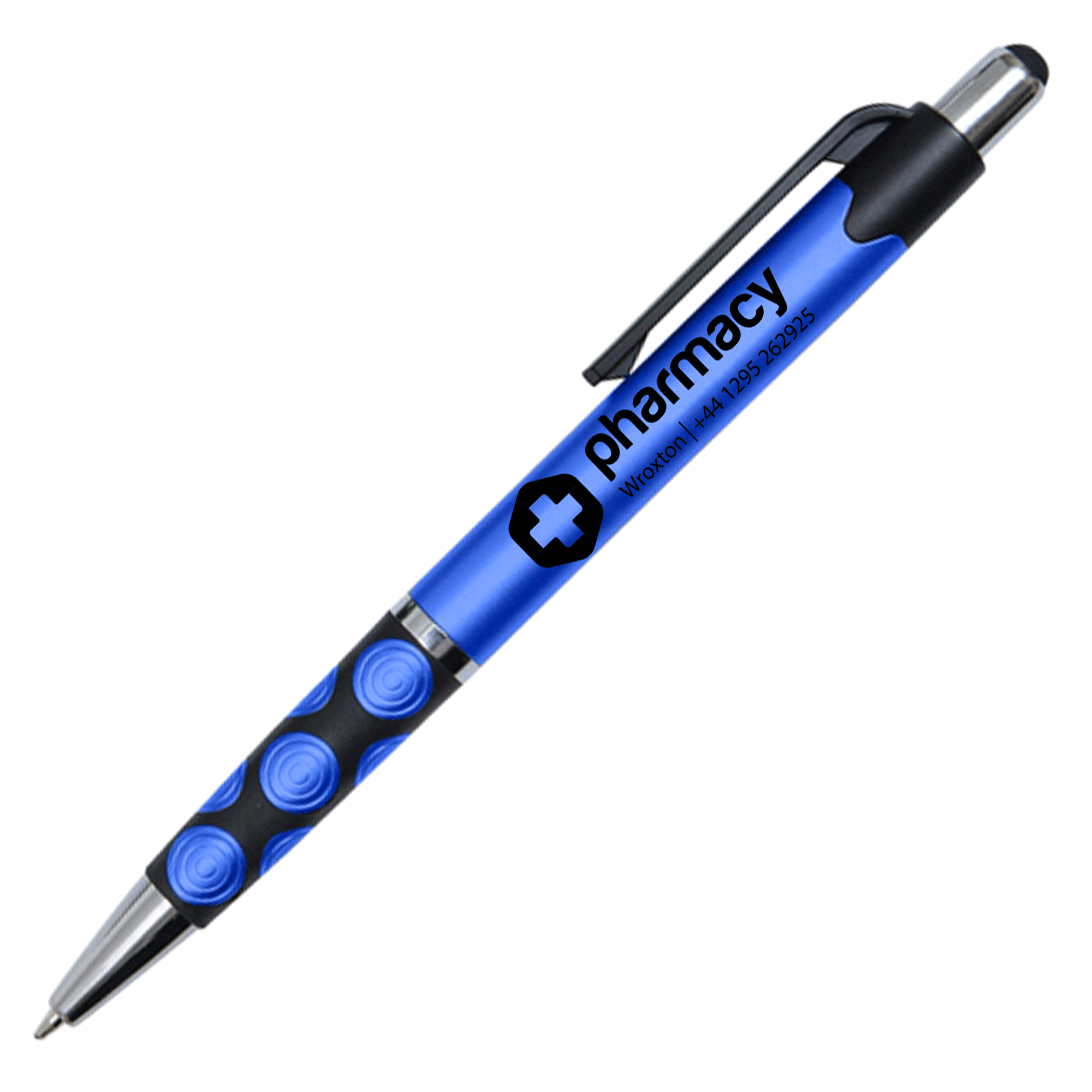 Custom Metallic Gemma Pen with Dot Grip and Stylus Top | Pens.com