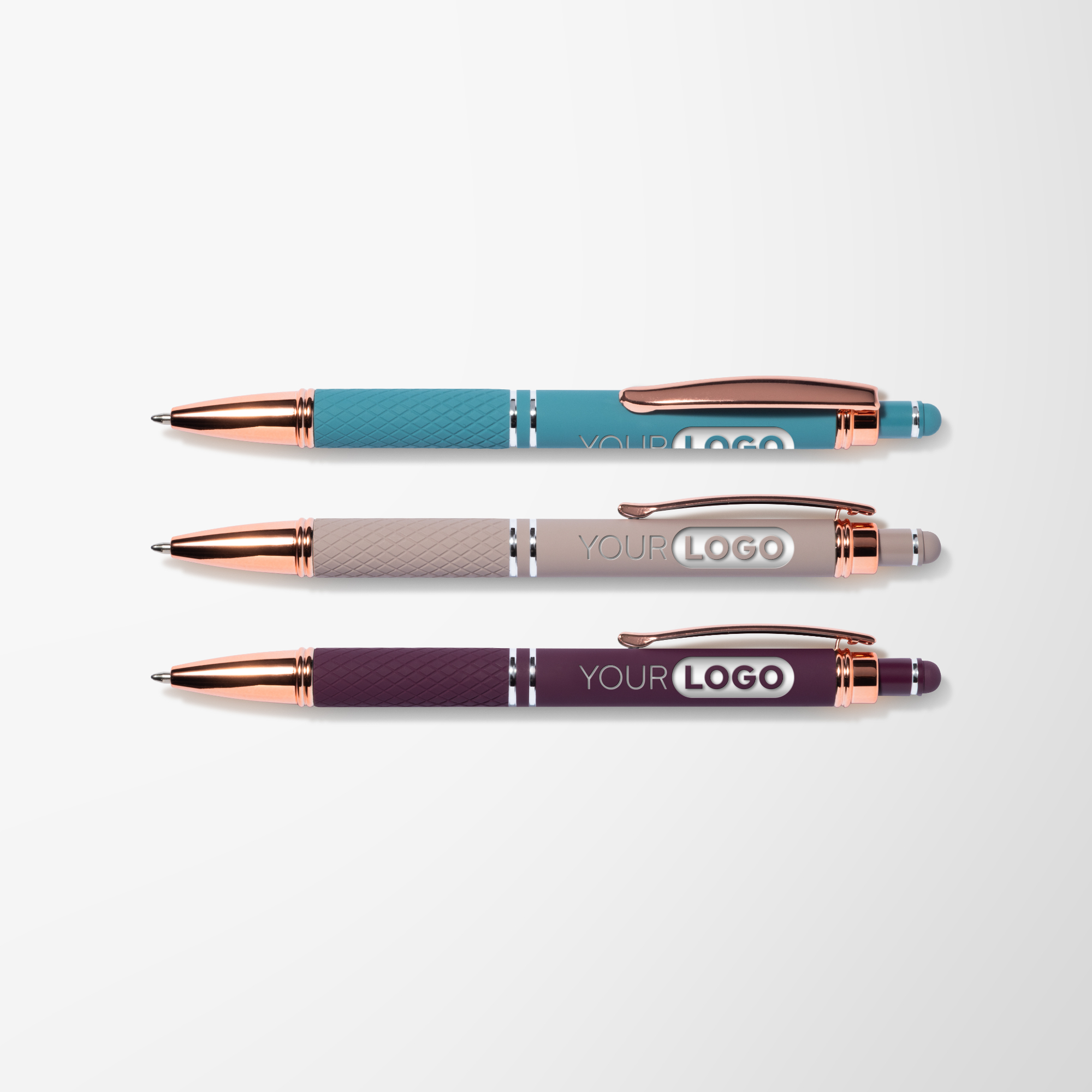 Custom Engraved Soft Touch Diamond Stylus Pen with Rose Gold Trim ...