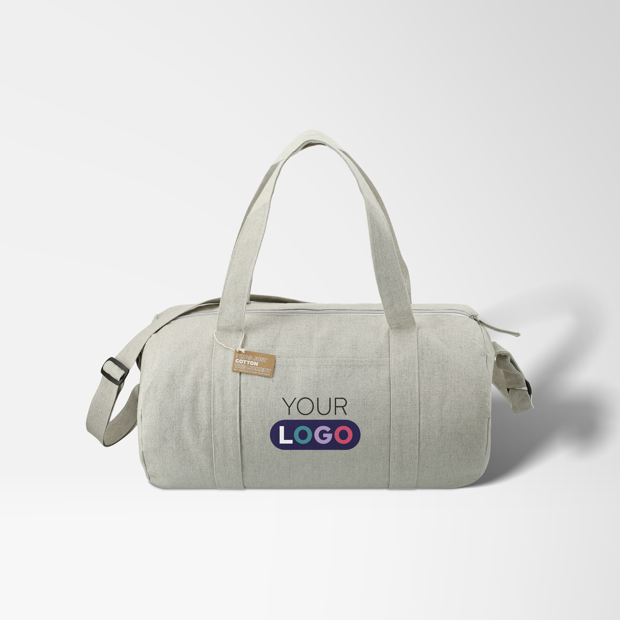 Custom Full Color Repose 10 oz. Recycled Cotton Barrel Duffel | Pens.com
