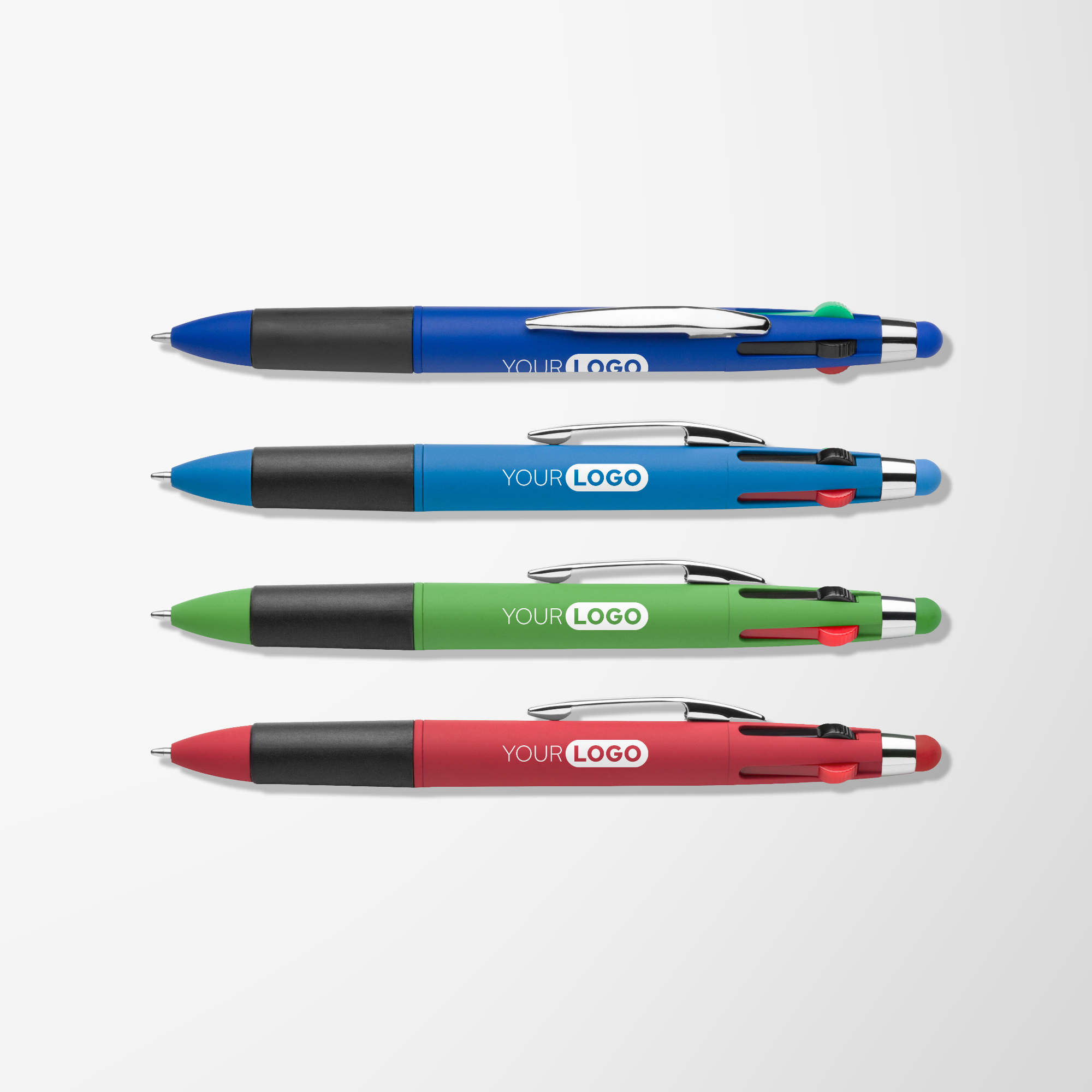 Custom Soft Touch Lucina 4-Ink Stylus Pen | Pens.com