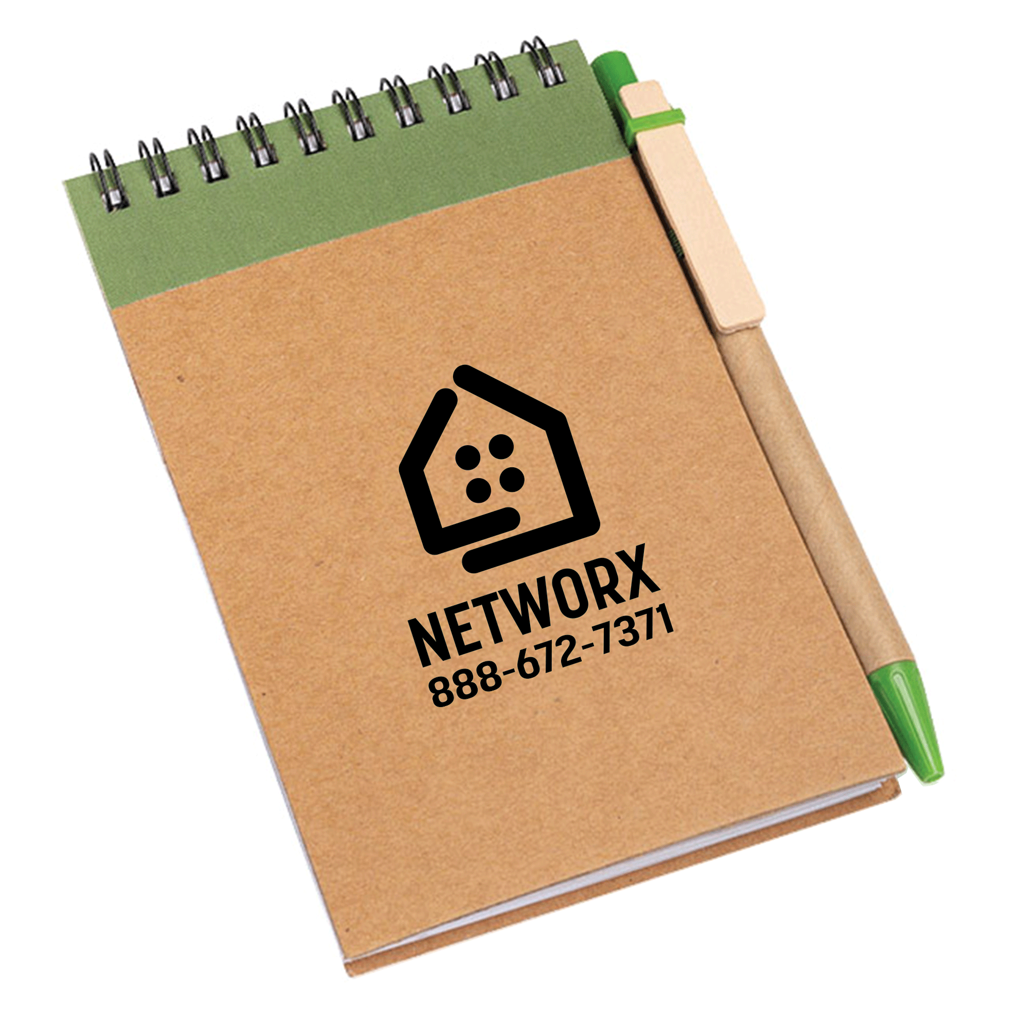 Promotional A6 cardboard notebook, with ball pen with Logo | Pens.com