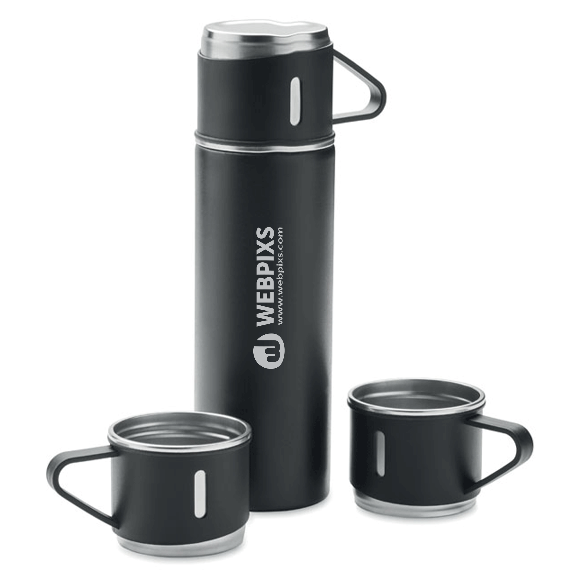 Promotional Engraved 420 ml Sharm Stainless Steel Flask & 3 Cup Set ...