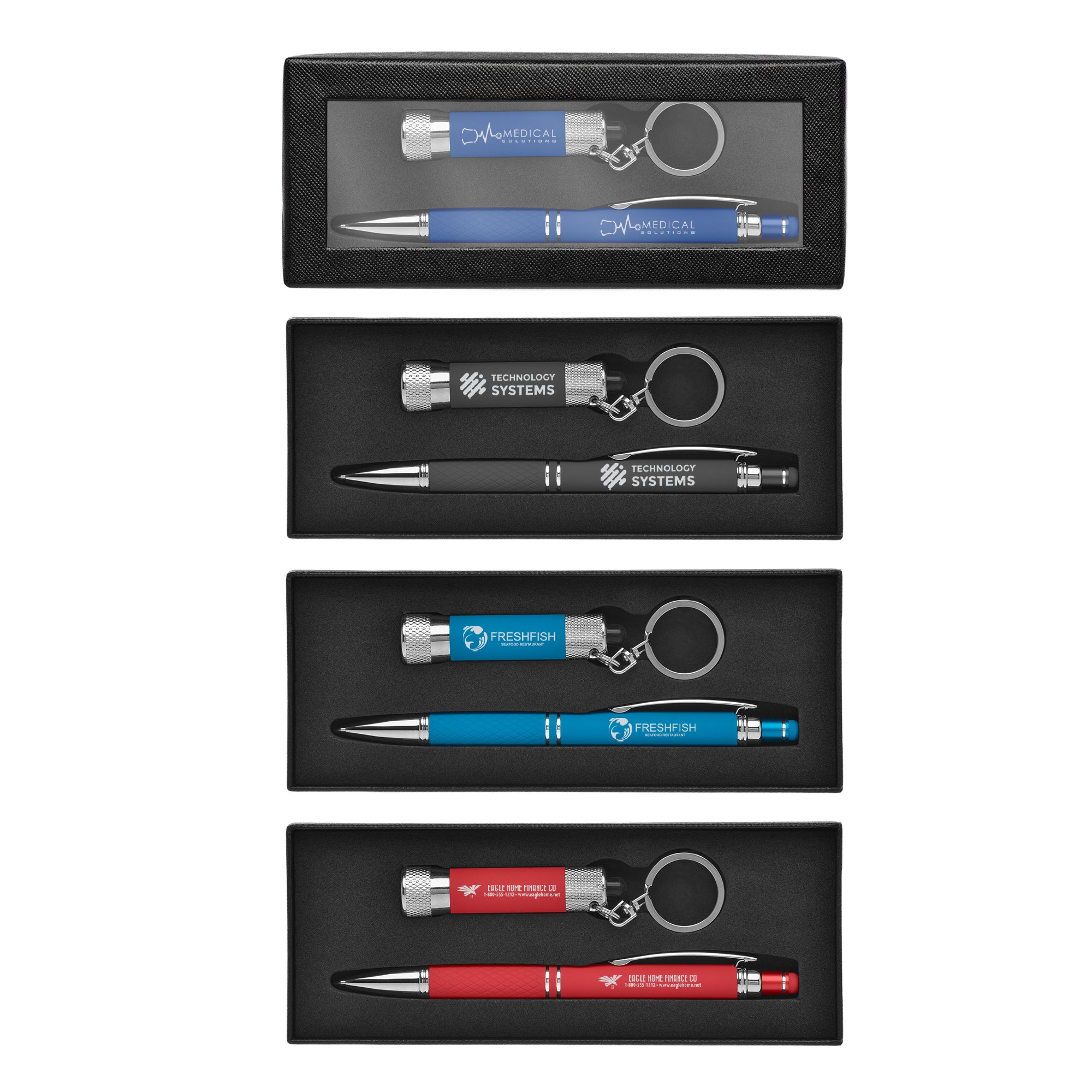 Custom Diamond Stylus Pen & Flashlight Gift Set with Window Box | Pens.com