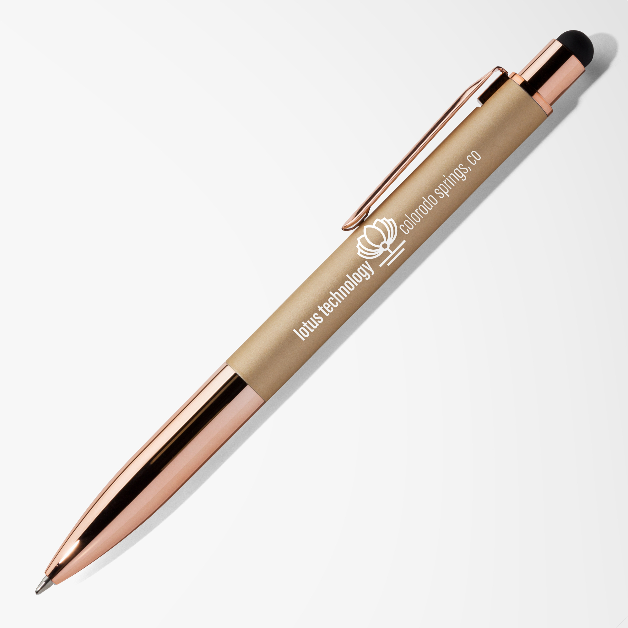 Custom Engraved Mineral Aria Pen with Rose Gold Trim | Pens.com CA