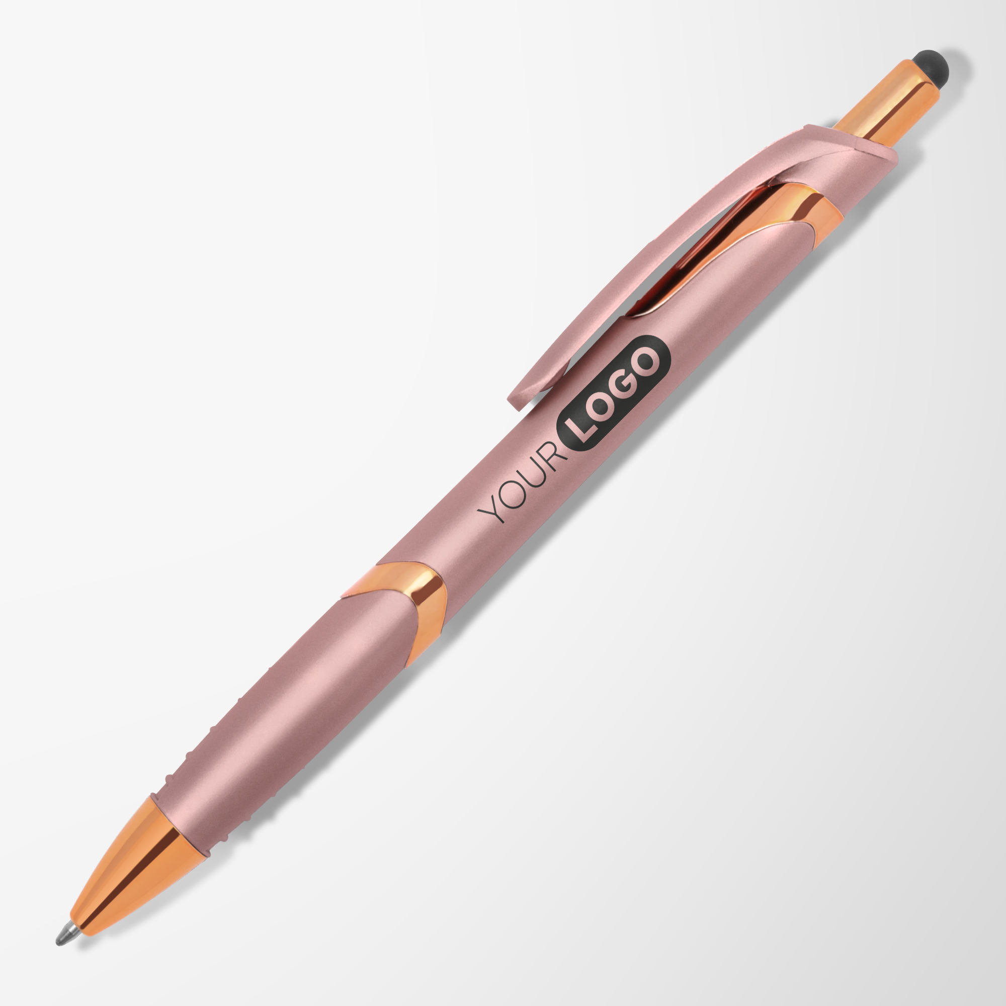 Custom Splendor Stylus Pen with Rose Gold Trim | Pens.com