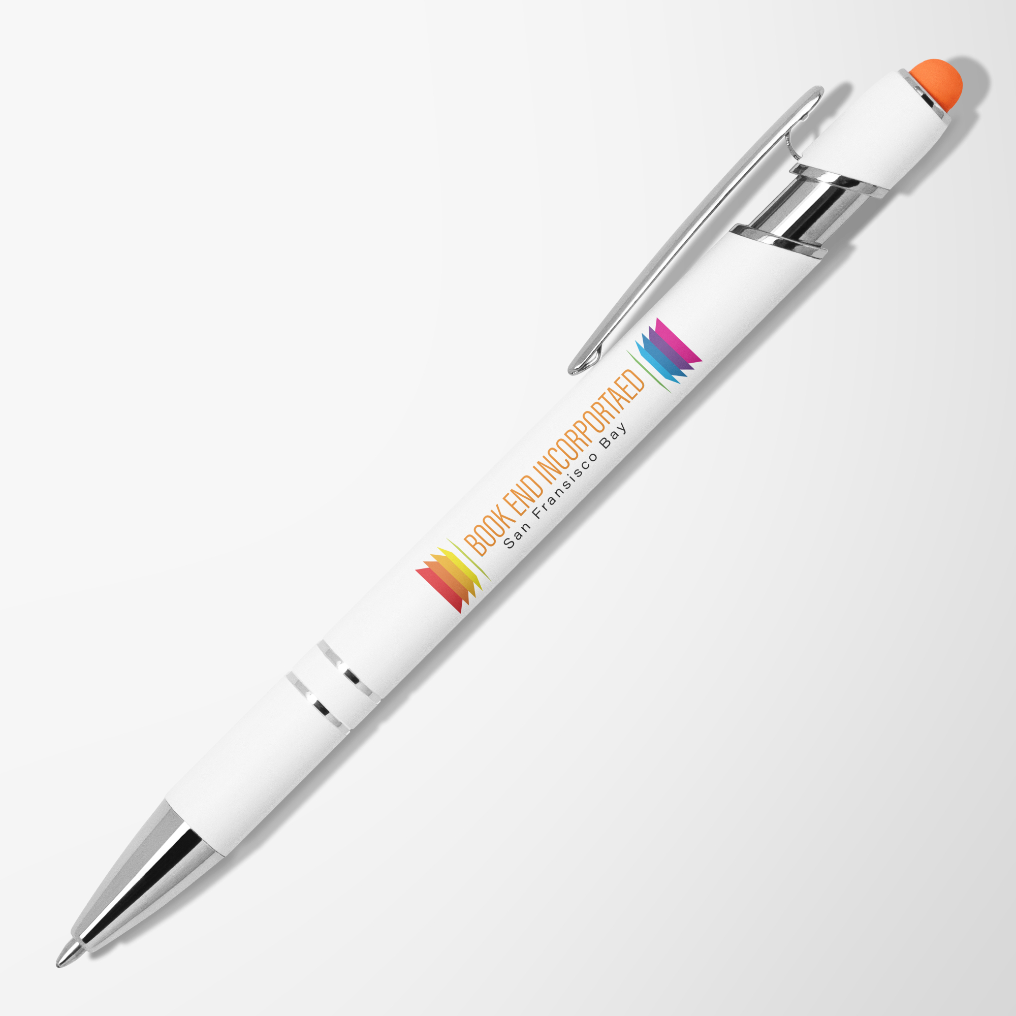 Custom Full Color White Alpha Soft Touch Stylus Pen | Pens.com