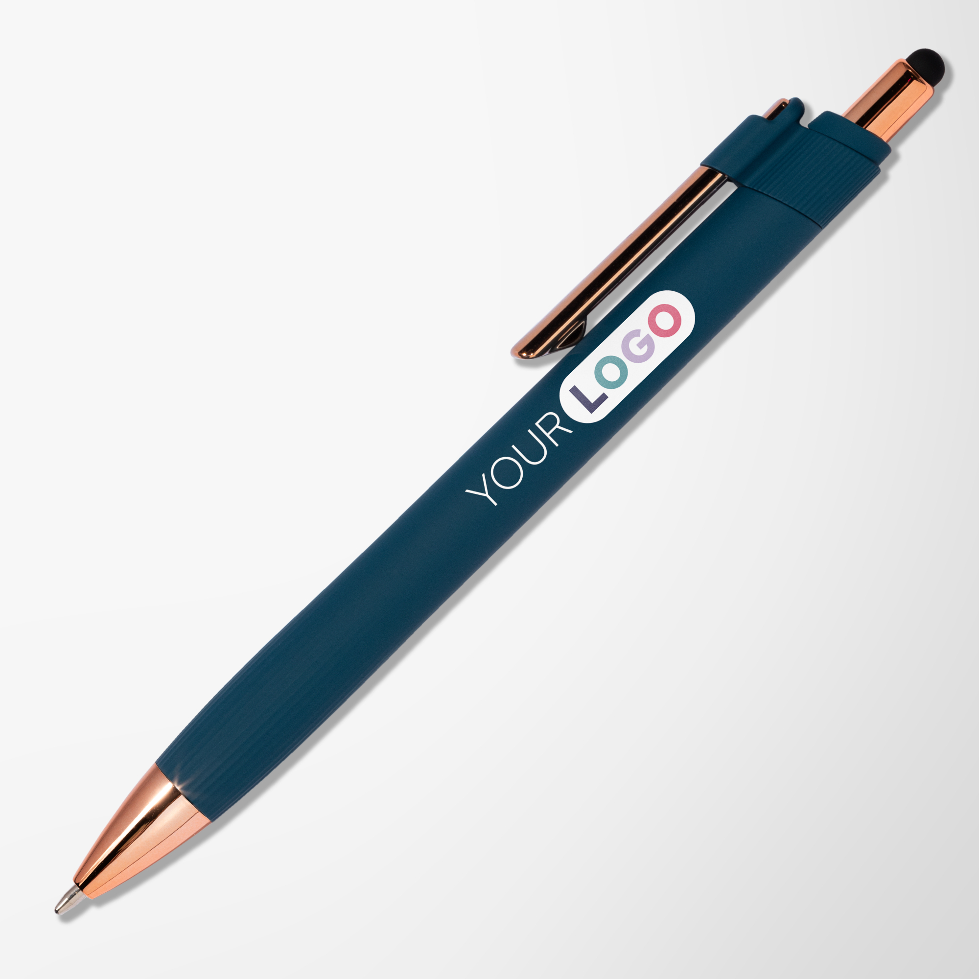 Personalise Full Colour Monroe Stylus Pen with Rose Gold Trim with Text ...