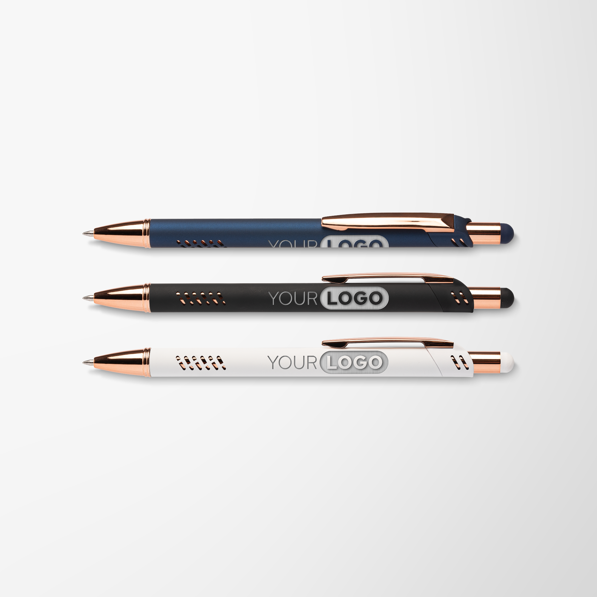 Custom Engraved Orla Gel Stylus Pen with Rose Gold Trim | Pens.com